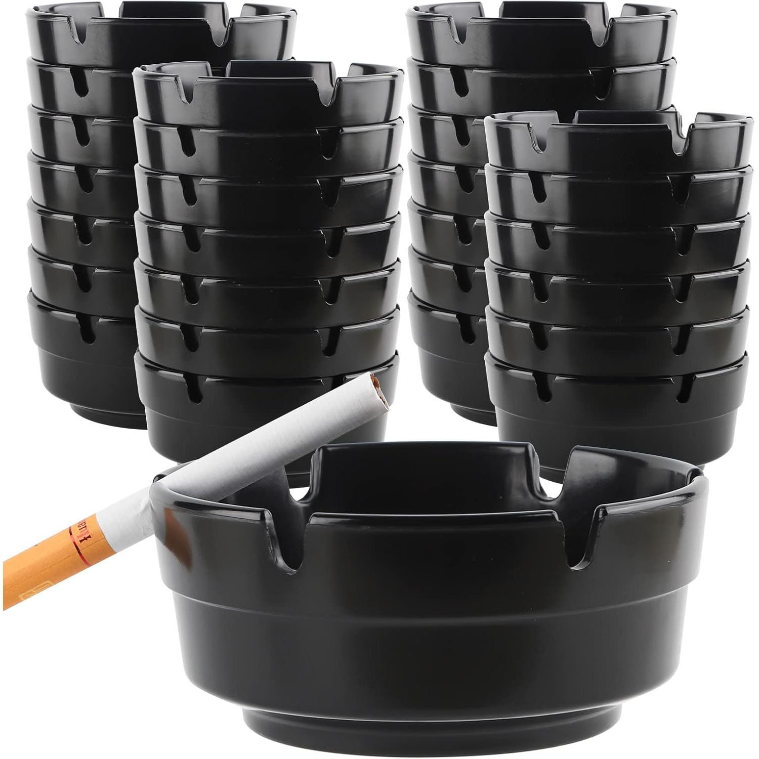 BINO Ash Tray, 28Pcs Plastic Ashtrays For Cigarettes Outdoor, Stackable ...