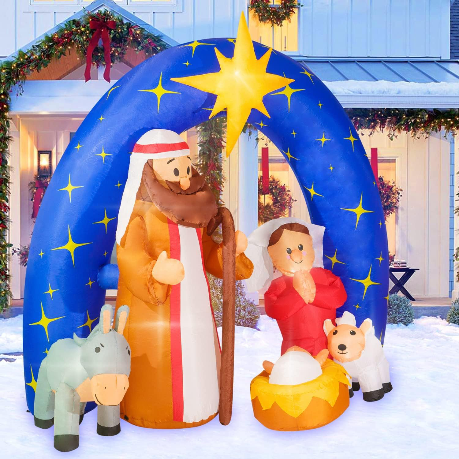 Darby Home Co Christmas Inflatable Nativity Scene Outdoor 7.5FT W ...