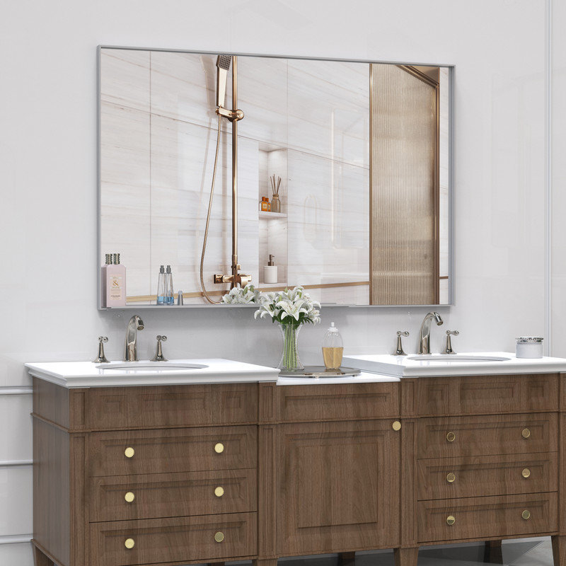 Ebern Designs 48x32 Oversized Modern Rectangle Bathroom Mirror with ...