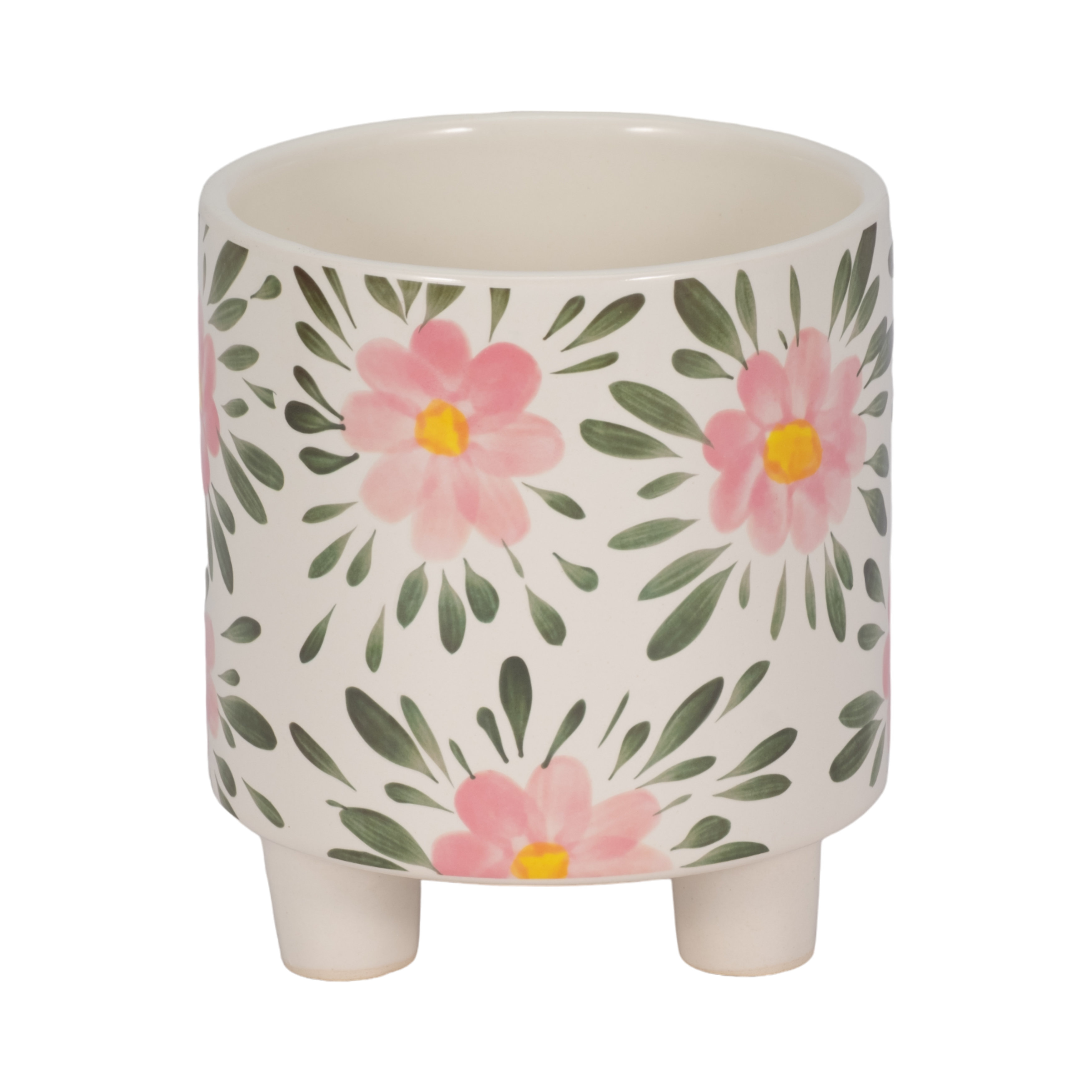 Lark Manor™ 6" Footed Hand Painted Pink Flower Planter, Multi | Wayfair