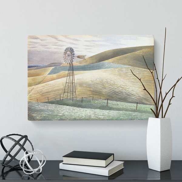 East Urban Home Furlongs Waterwheel by Eric Ravilious - Wrapped Canvas ...
