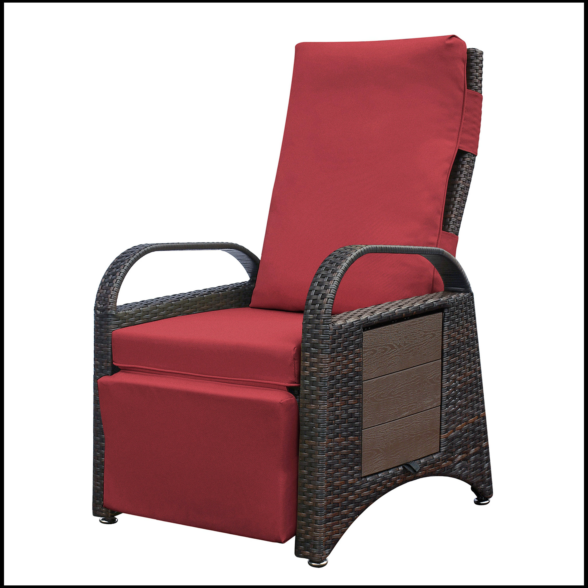 Dakota Fields Outdoor Recliner Chair,Separate Adjustment Mechanism PE ...