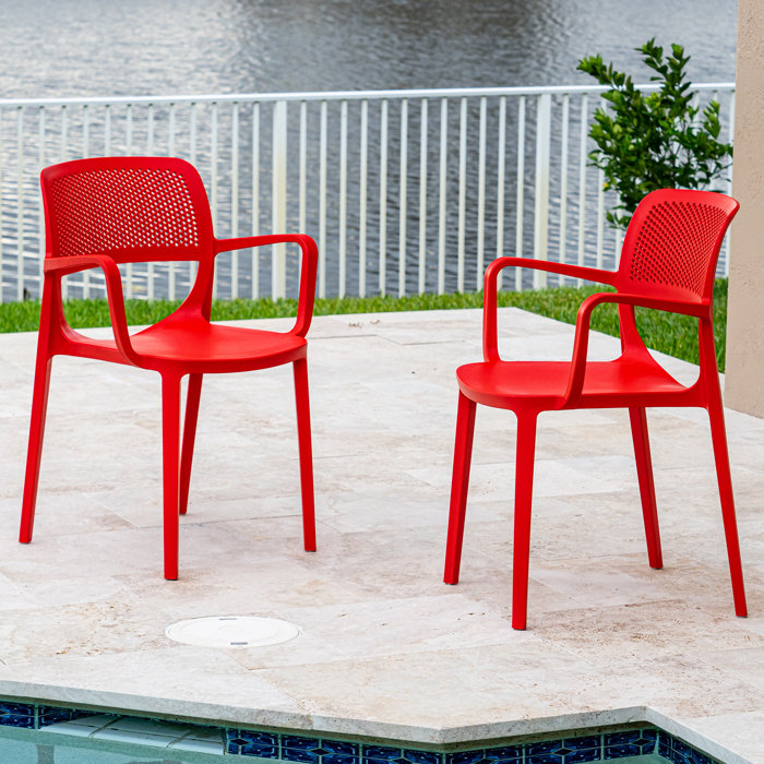 Rainbow Outdoor Stacking Patio Dining Armchair | Wayfair