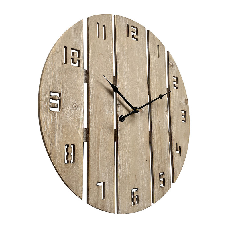 Gracie Oaks Sage Timber Natural Tone Round Wood Wall Clock | Wayfair