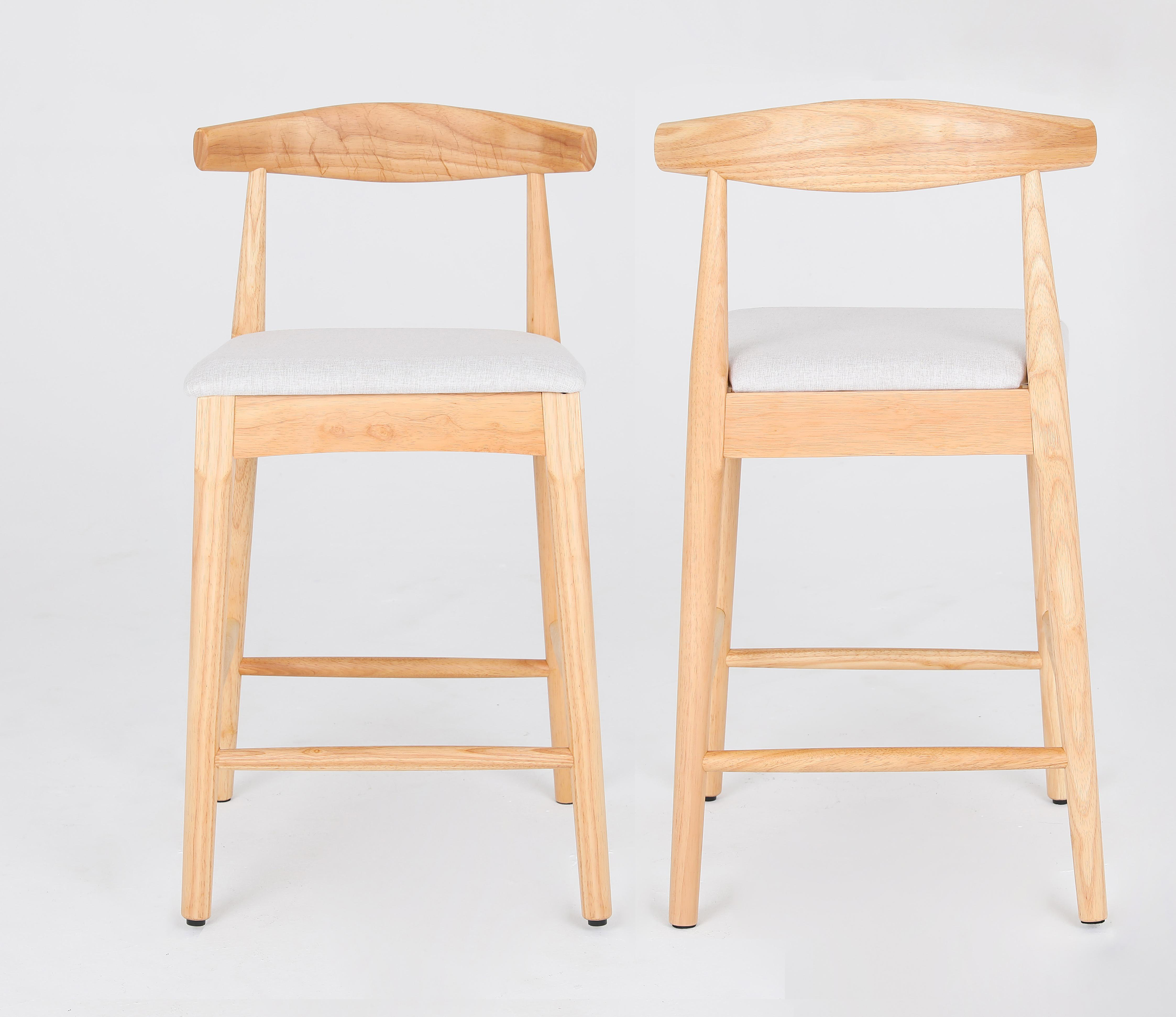 George Oliver Mid-Century Modern Design Solid Wood 24" Counter Stools ...
