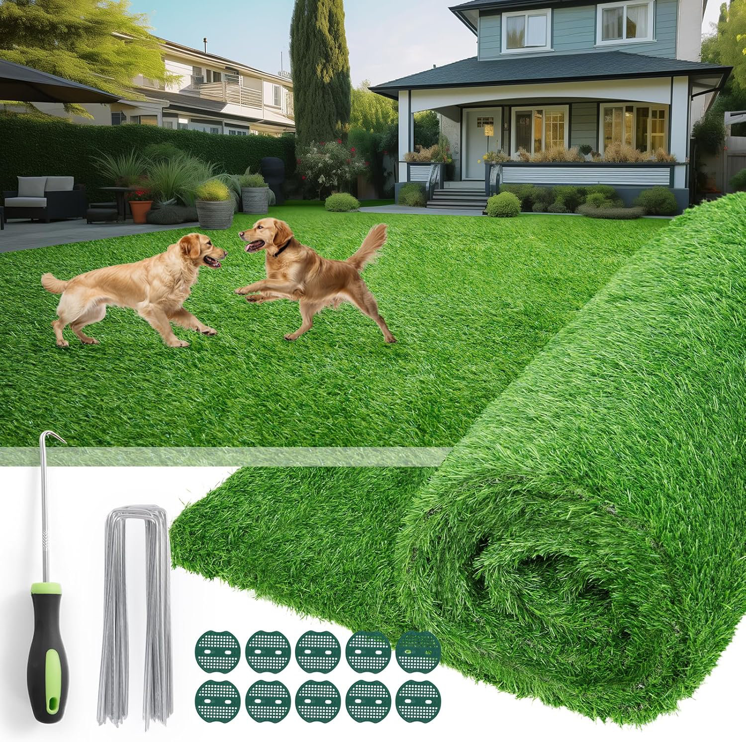 Symple Stuff Artificial Turf Grass Outdoor - Fake Grass Rug with ...