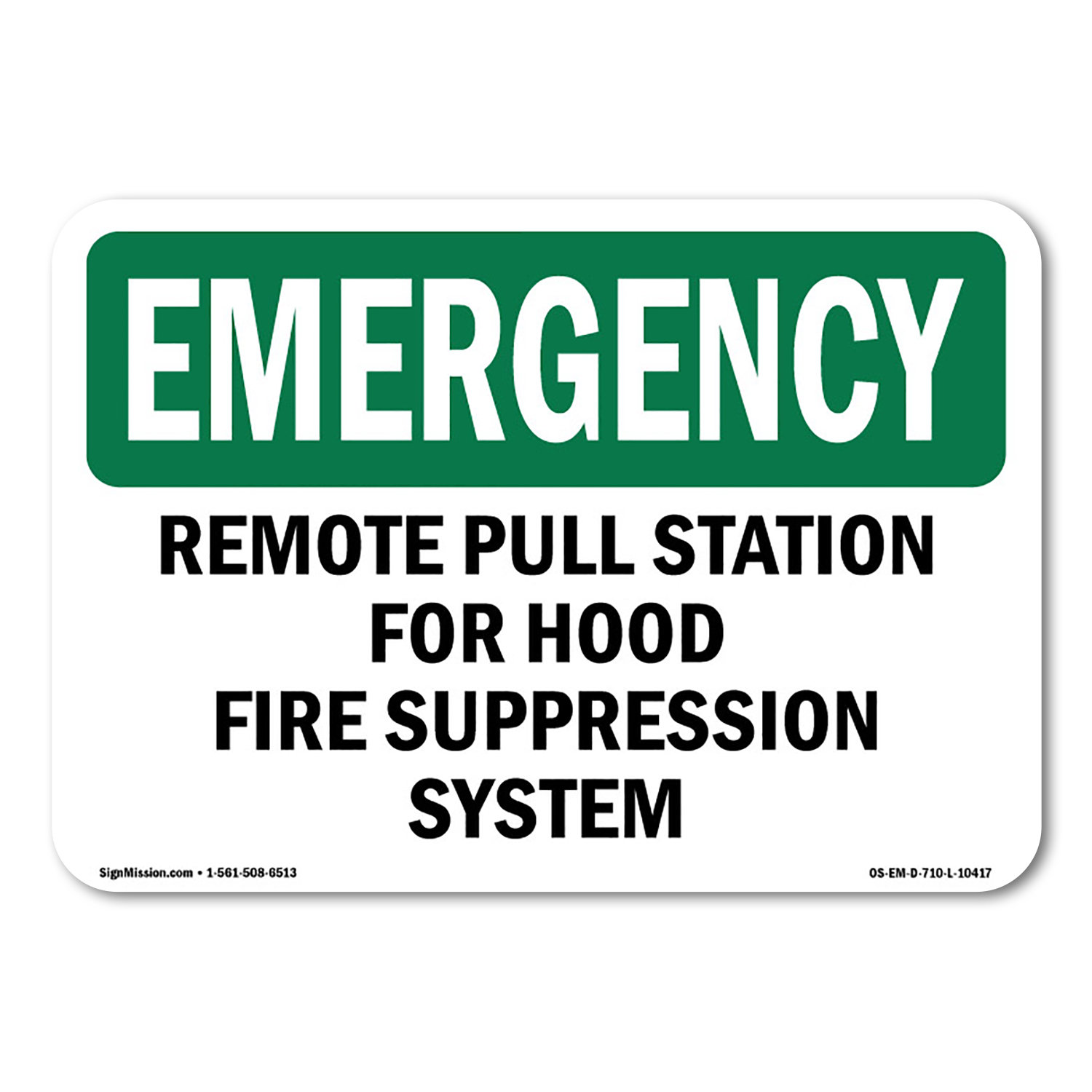 SignMission Remote Pull Station For Hood Fire Suppression Decal 14" X ...