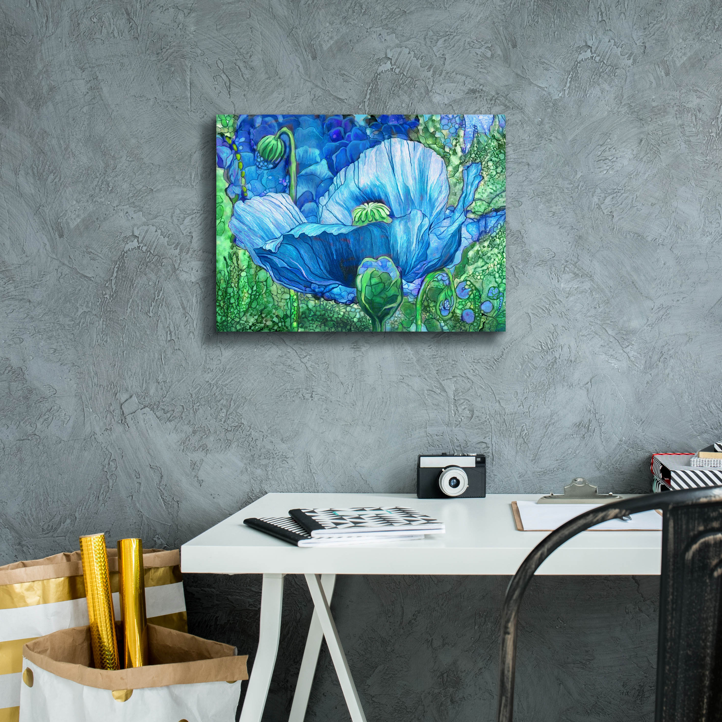 Winston Porter 'Poppy Garden - Blue' by Carol Cavalaris Canvas Wall Art ...