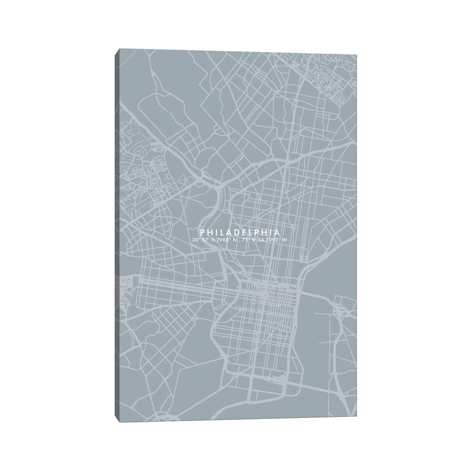 East Urban Home Philadelphia City Map Simple Color by Walldecoraddict ...