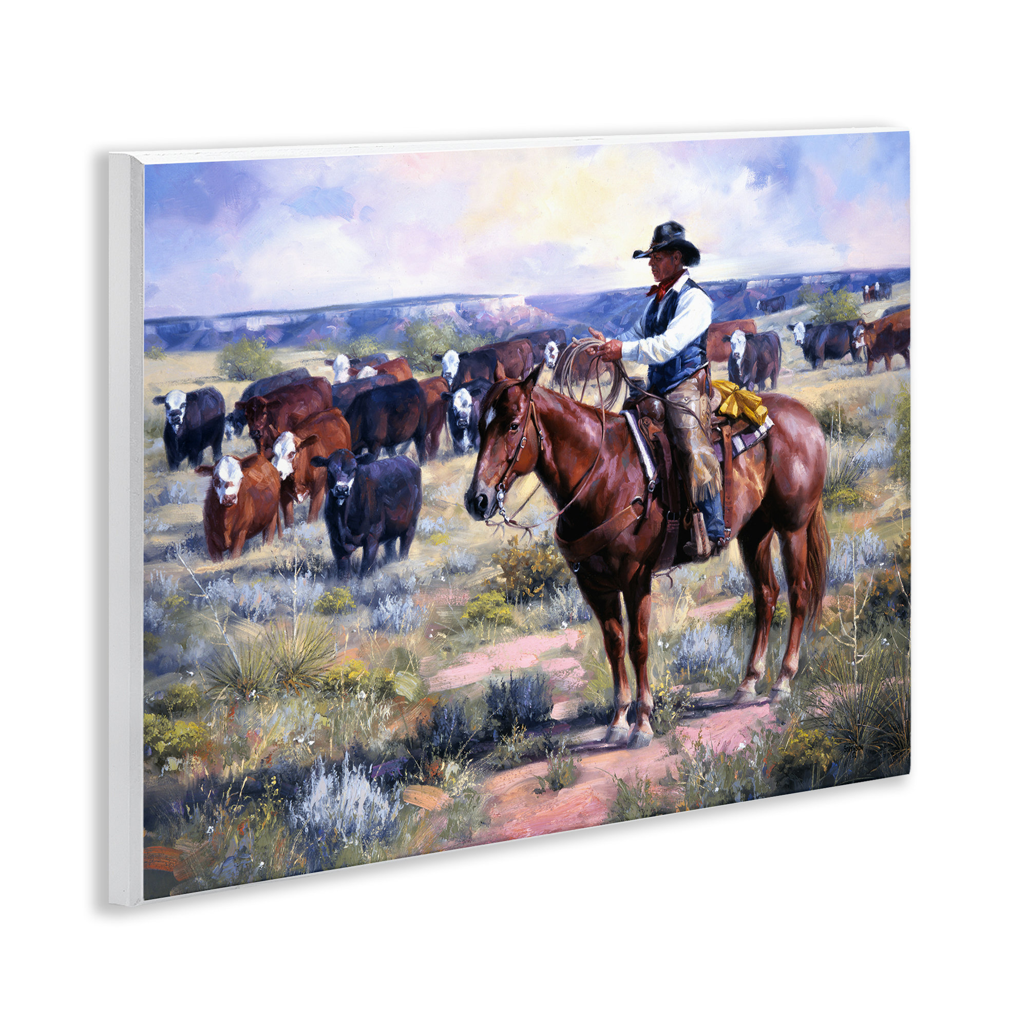 Ophelia & Co. Cowboy Rounding Up Cattle Wall Plaque Art, design by Jack ...