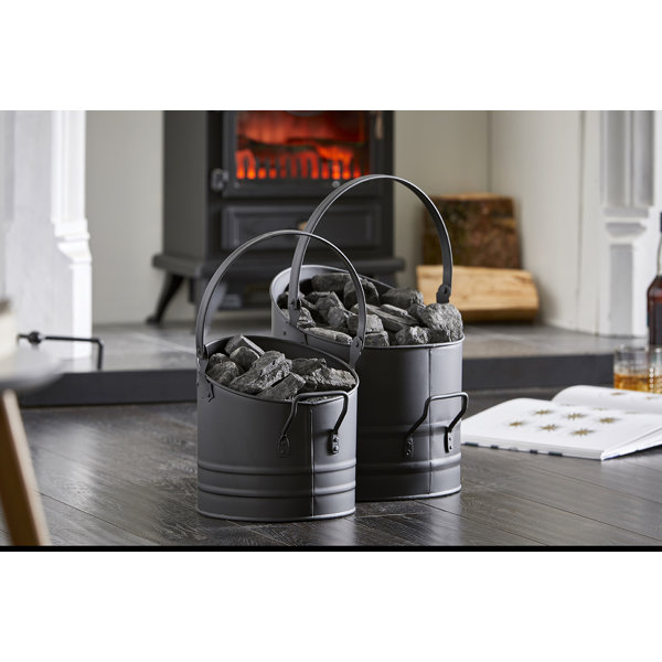 Brambly Cottage Set of 2 Nested Black Buckets Metal | Wayfair.co.uk