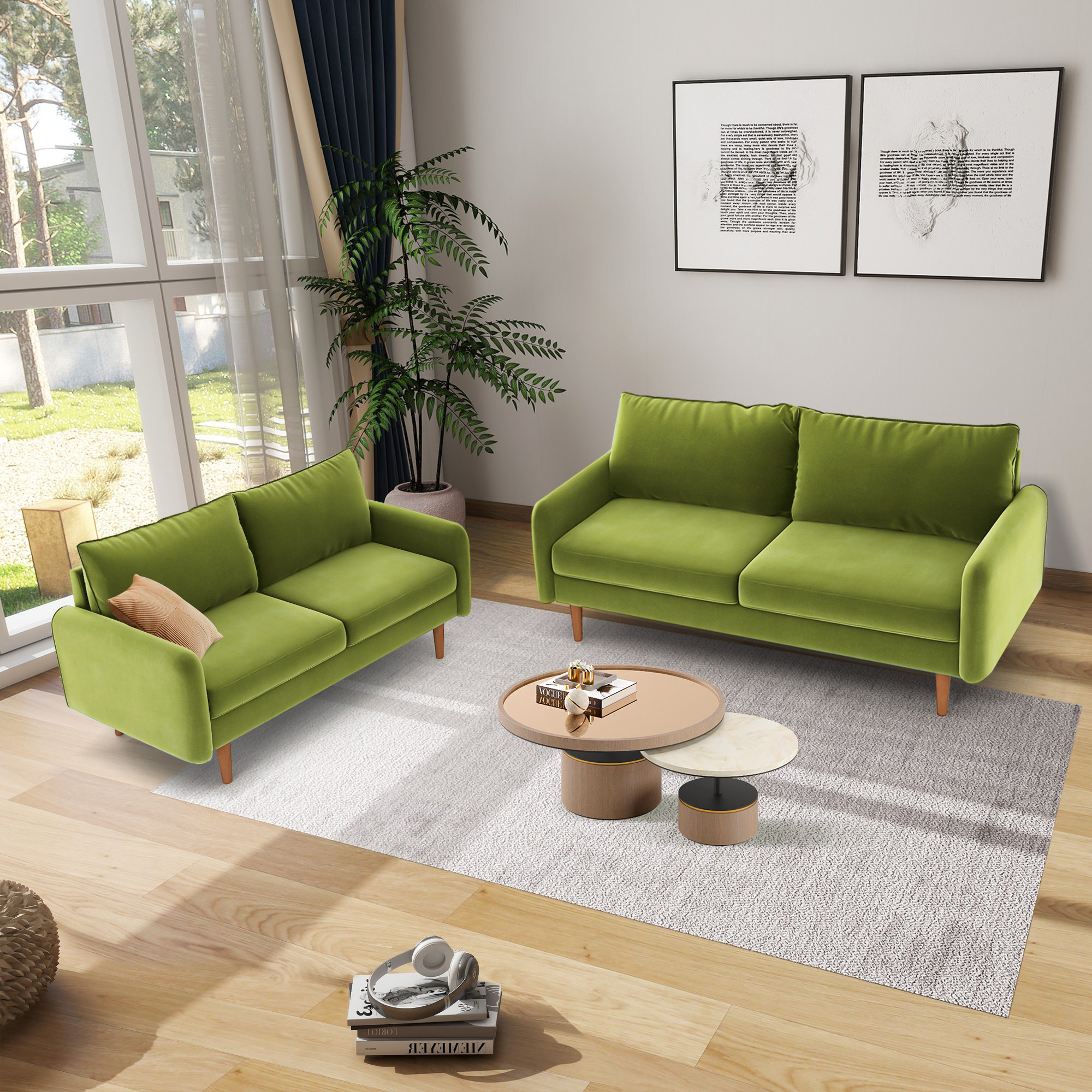 Mercer41 Ribaldo 72'' Velvet Round Arm & Reviews | Wayfair