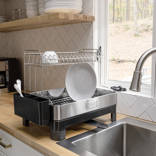 simplehuman Kitchen Dish Drying Rack with Swivel Spout, Fingerprint ...