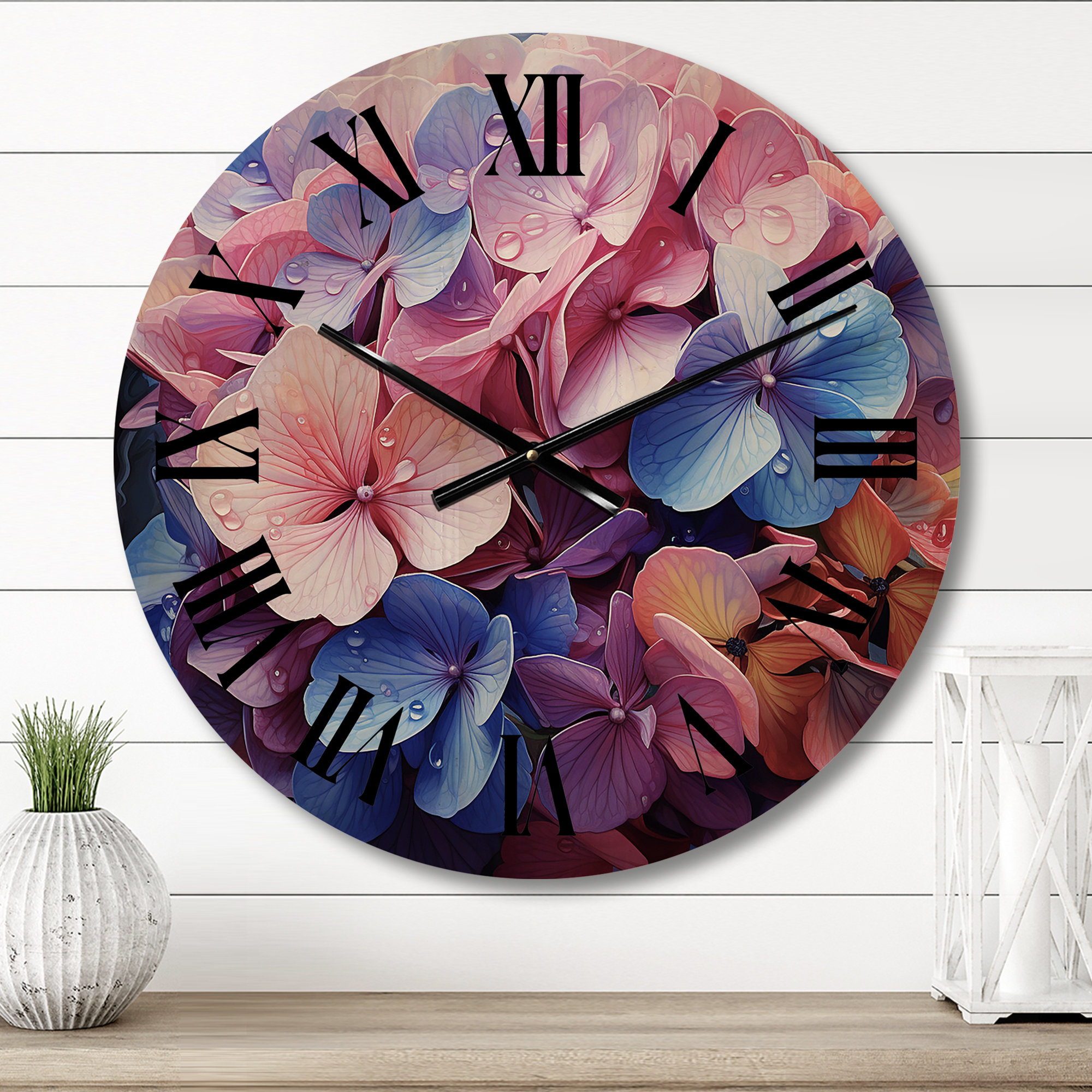 East Urban Home Pink Blue Hydrangea Blooming Symphony - Floral ...