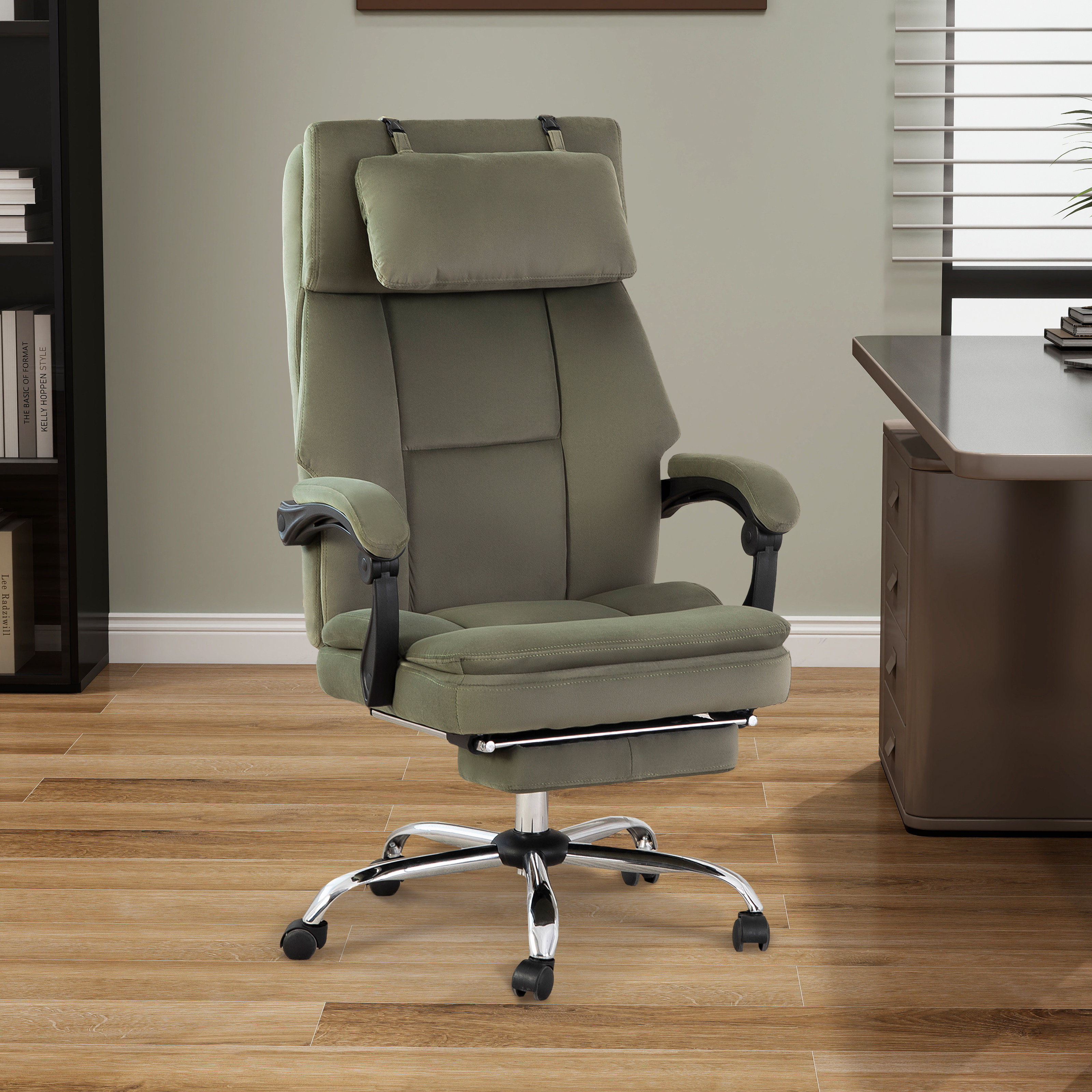 Latitude Run® Velvet High Back Reclining Office Executive Chair With ...