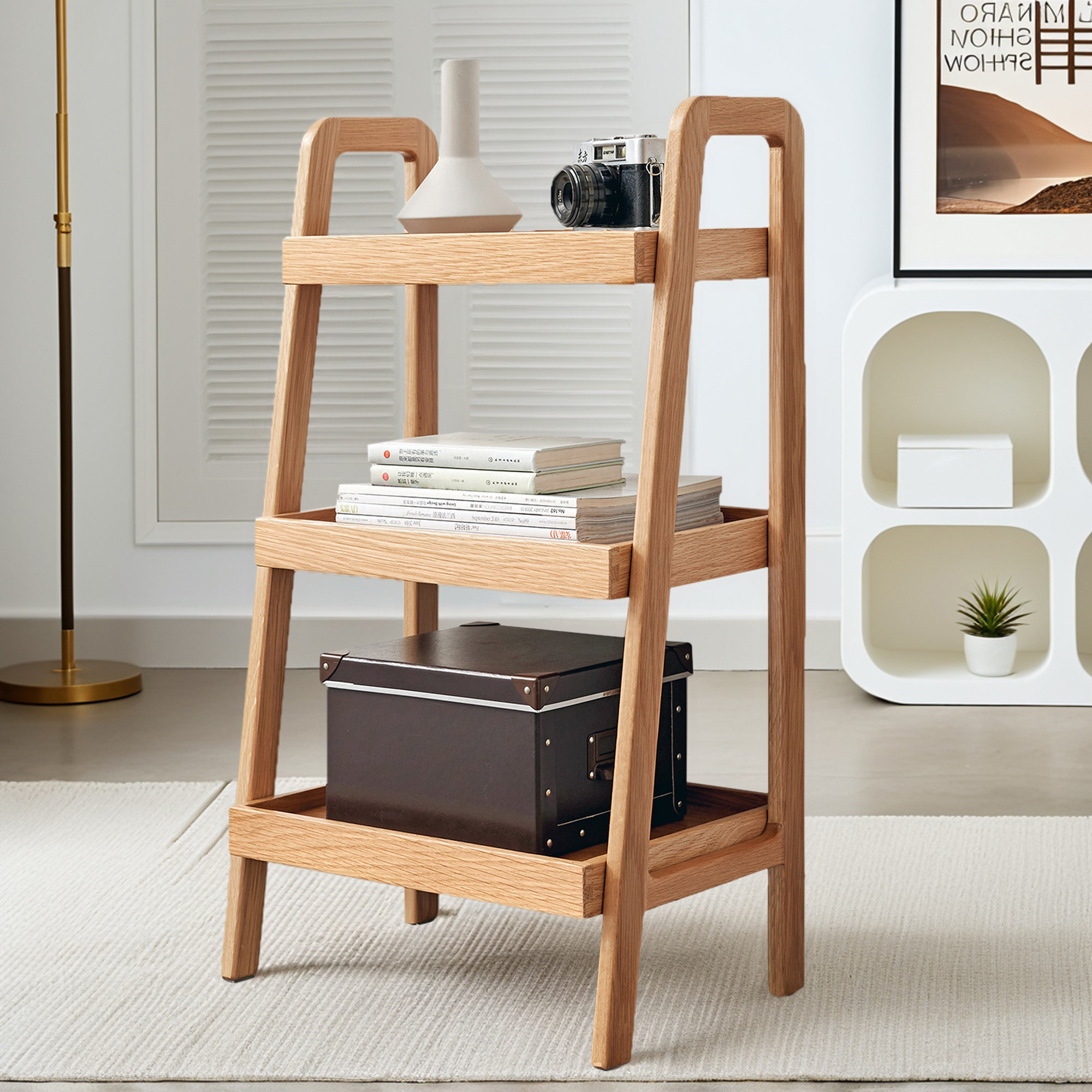 Lark Manor™ 3 Tiered Solid Wood Ladder Storage Bookcase | Wayfair