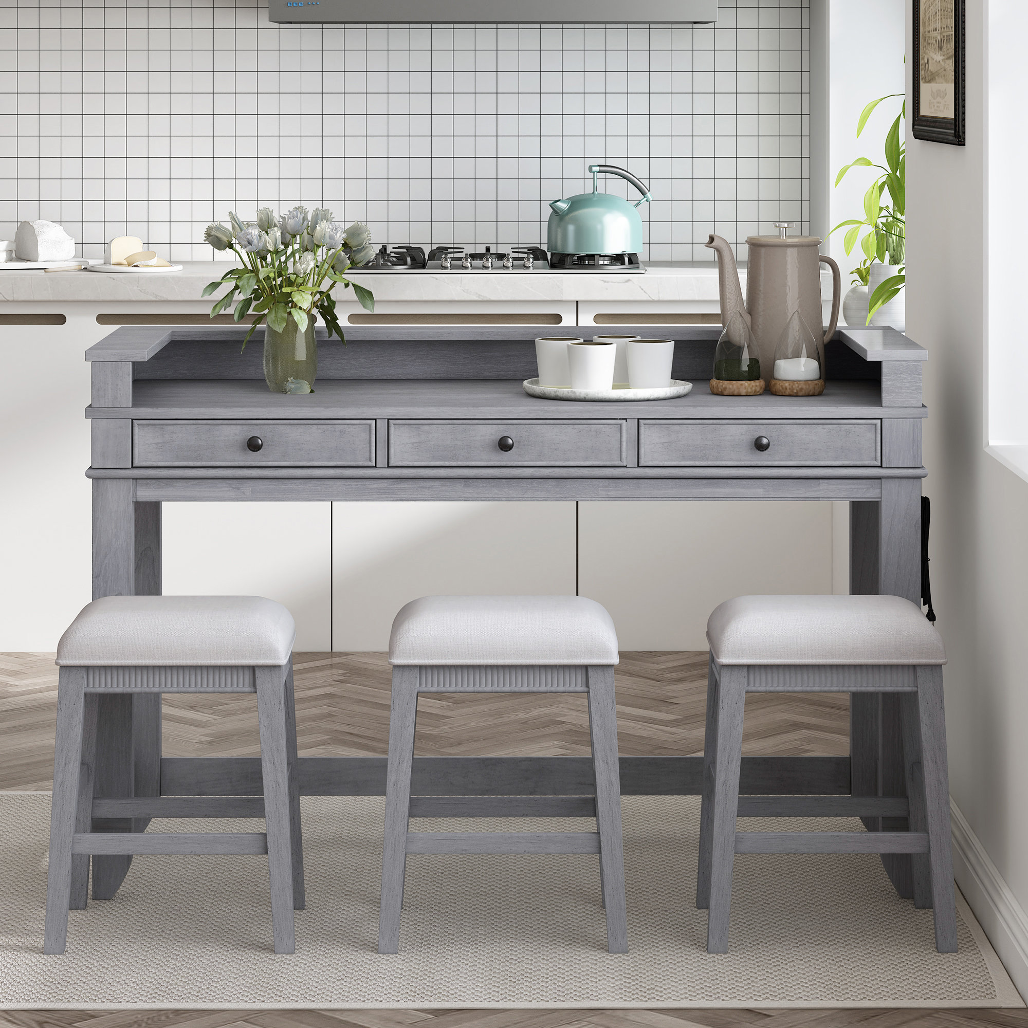 Red Barrel Studio® Elliw Rectangular 54.03'' L x 20.98'' W Dining Set ...