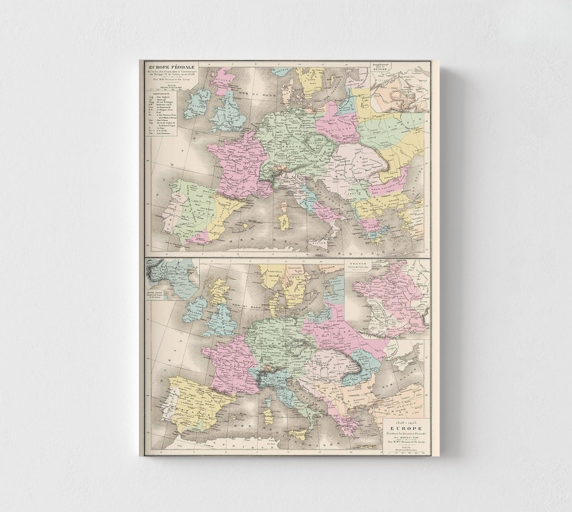 WeFrameArt Feudal Europe 1270 To 1453 - Drioux 1882, Feudal Time Poster ...