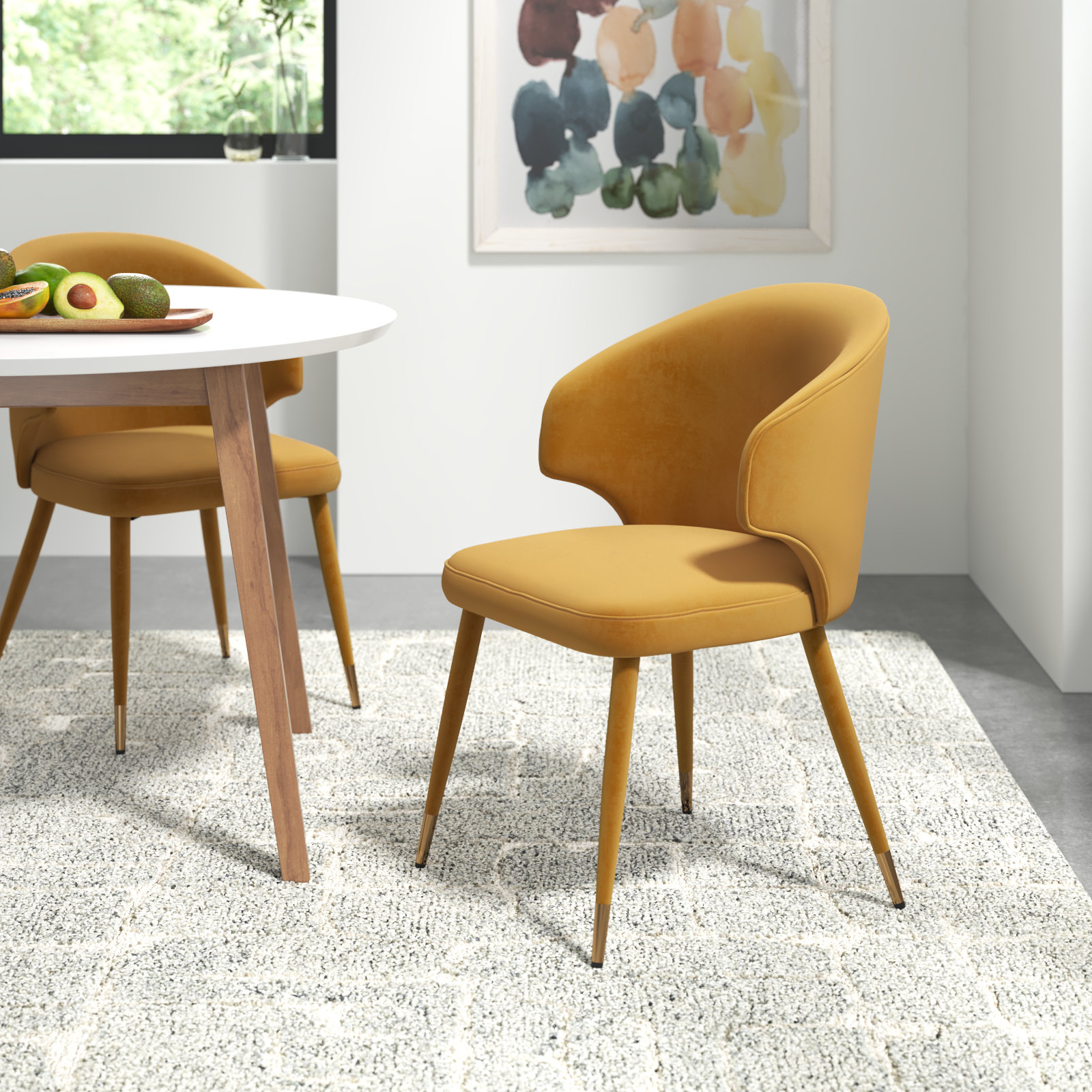 Willa Arlo™ Interiors Sumiko Velvet Upholstered Dining Chair with Gold ...