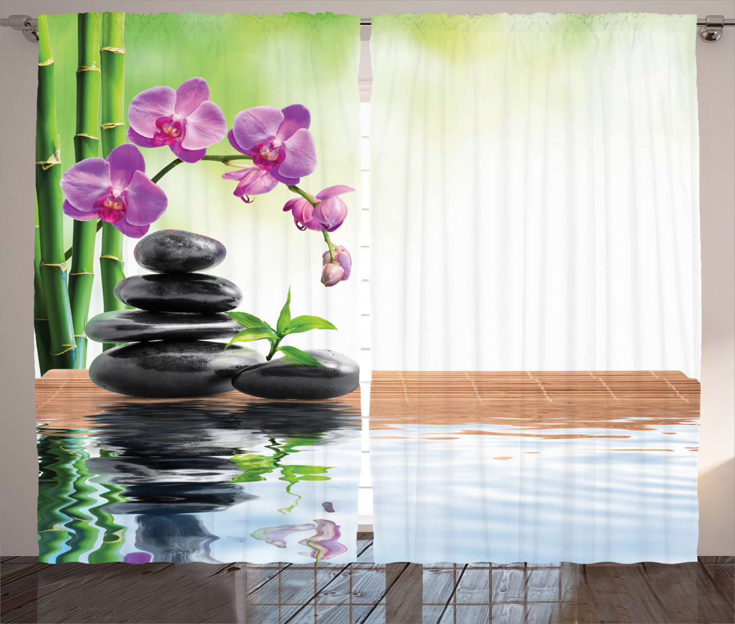 Ambesonne Spa Semi-Sheer Rod Pocket Curtain Panels | Wayfair
