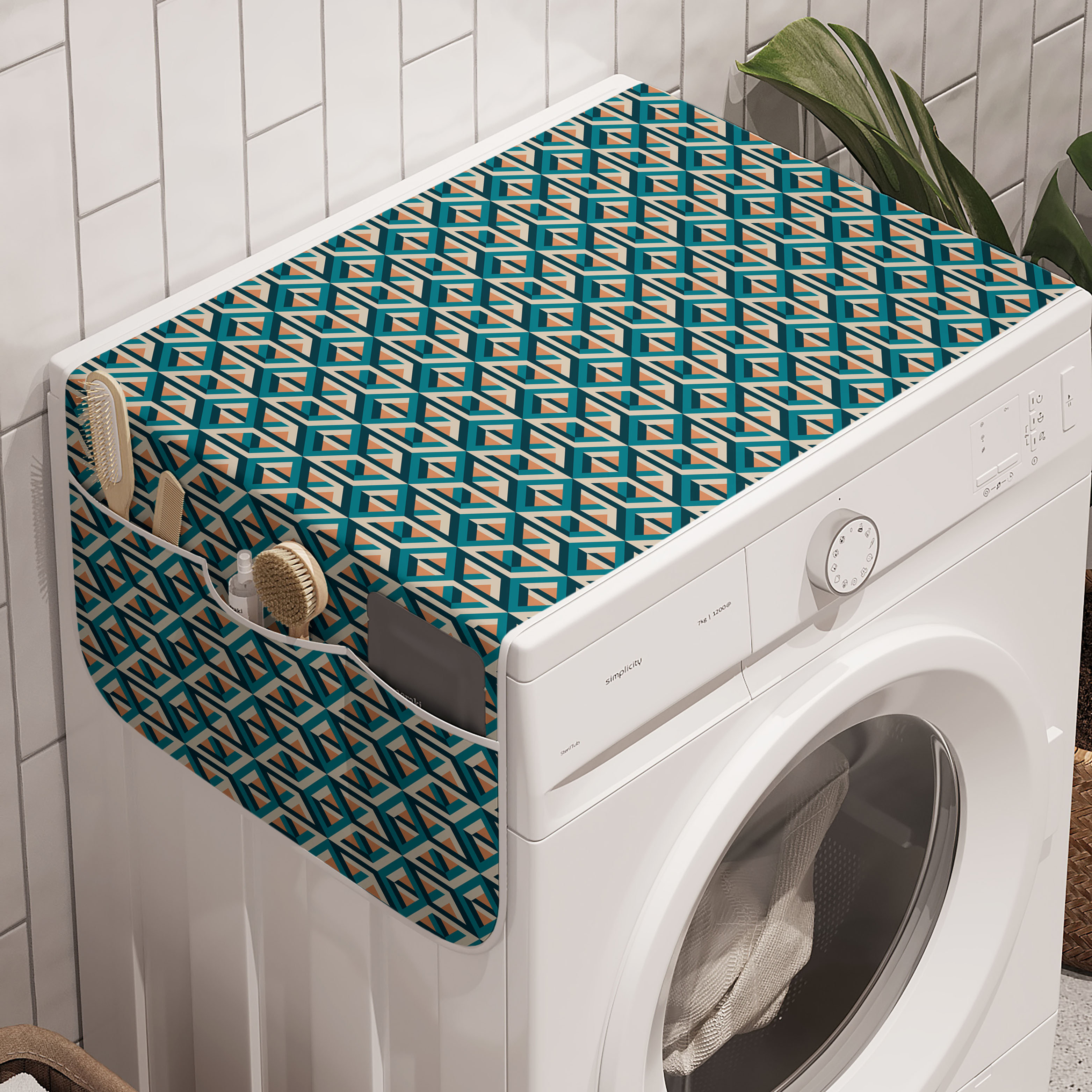 East Urban Home Geometric Washing Machine Organizer Pack of 2 47" x 18. ...