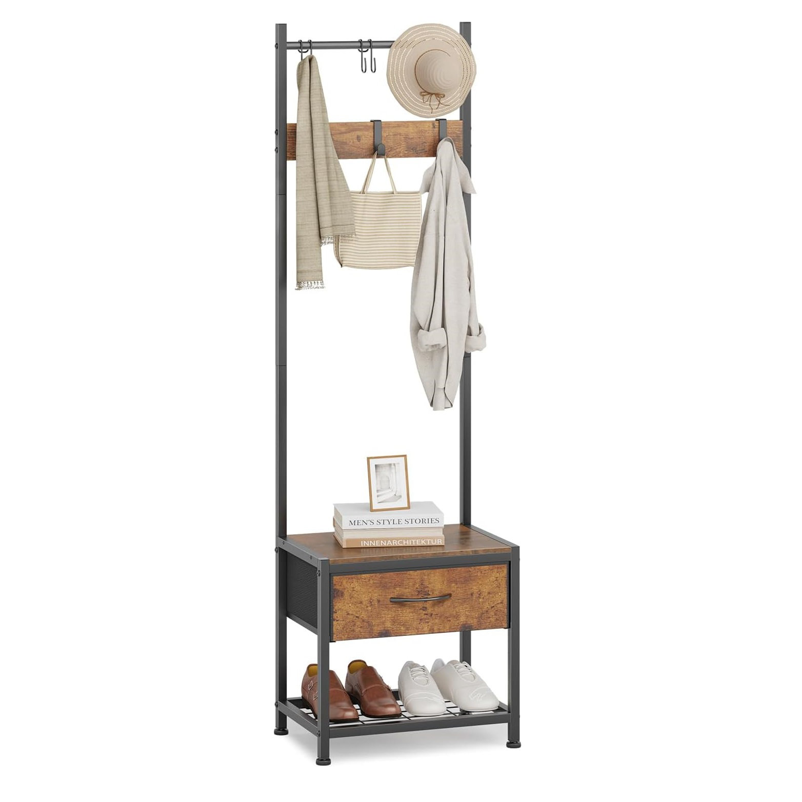 17 Stories Narrow Coat Rack Shoe Bench | Wayfair