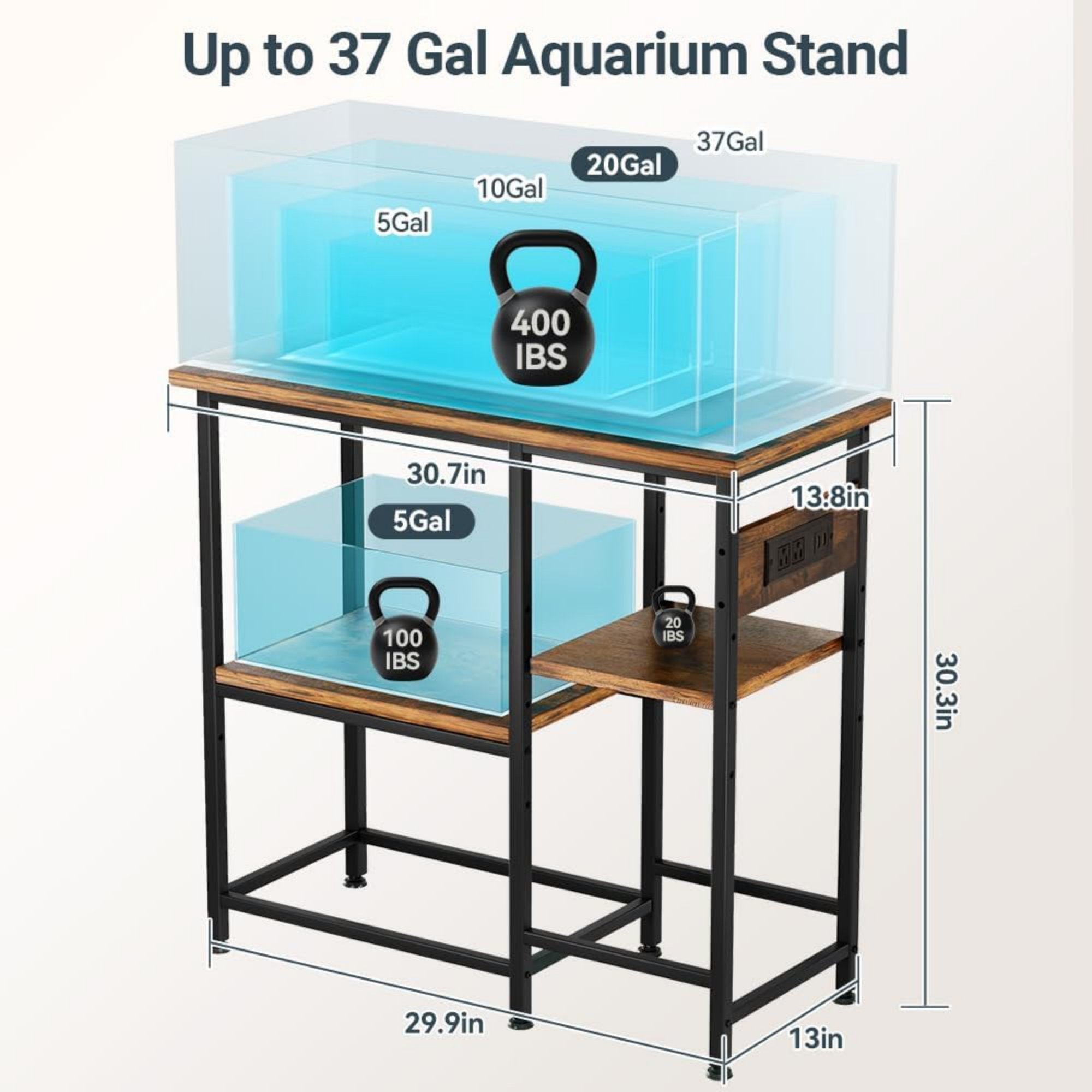 Archie & Oscar™ Sturdy Metal 20-37 Gallon Aquarium Stand With ...
