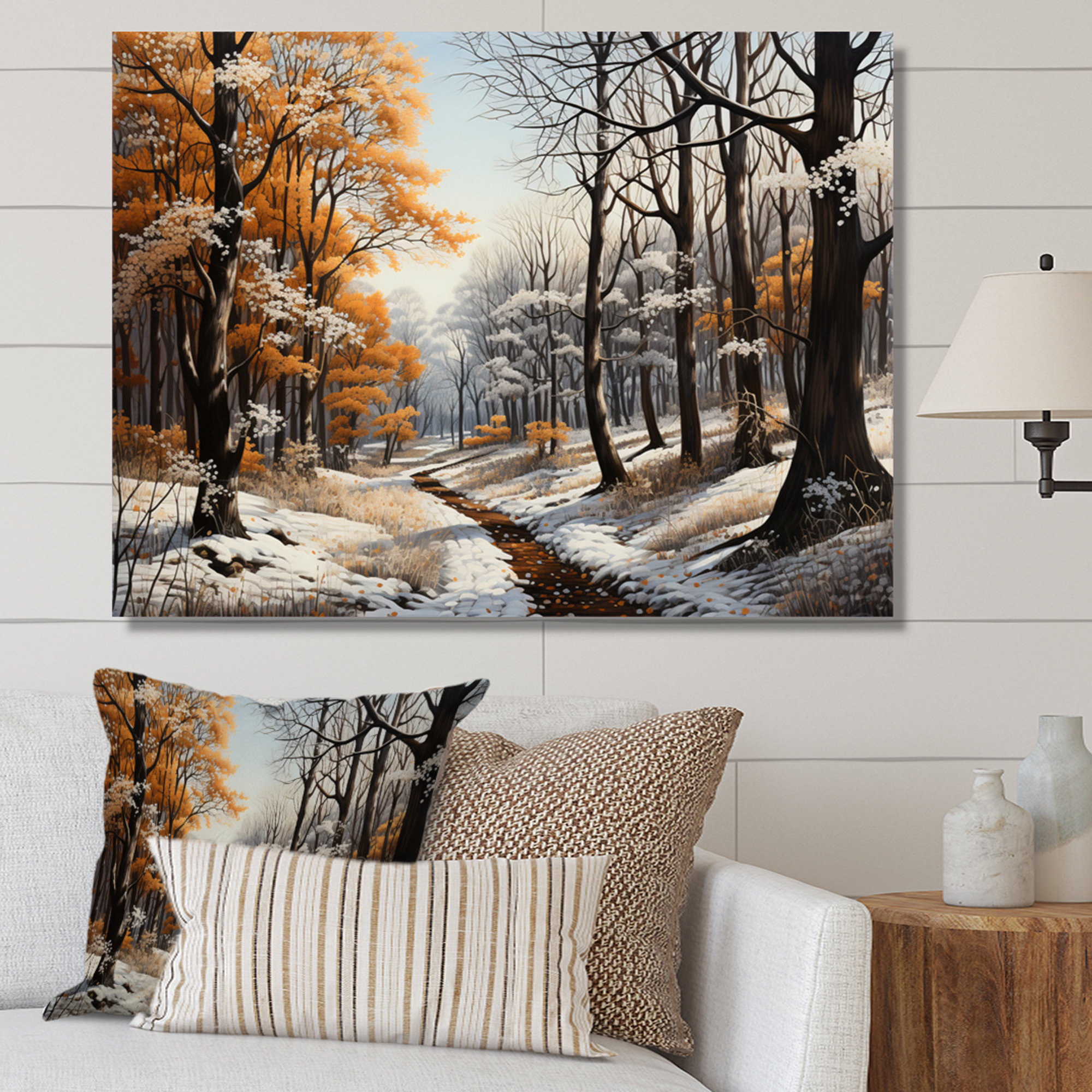 Millwood Pines Benoni Forest Winter Monochrome Canopy - Print | Wayfair