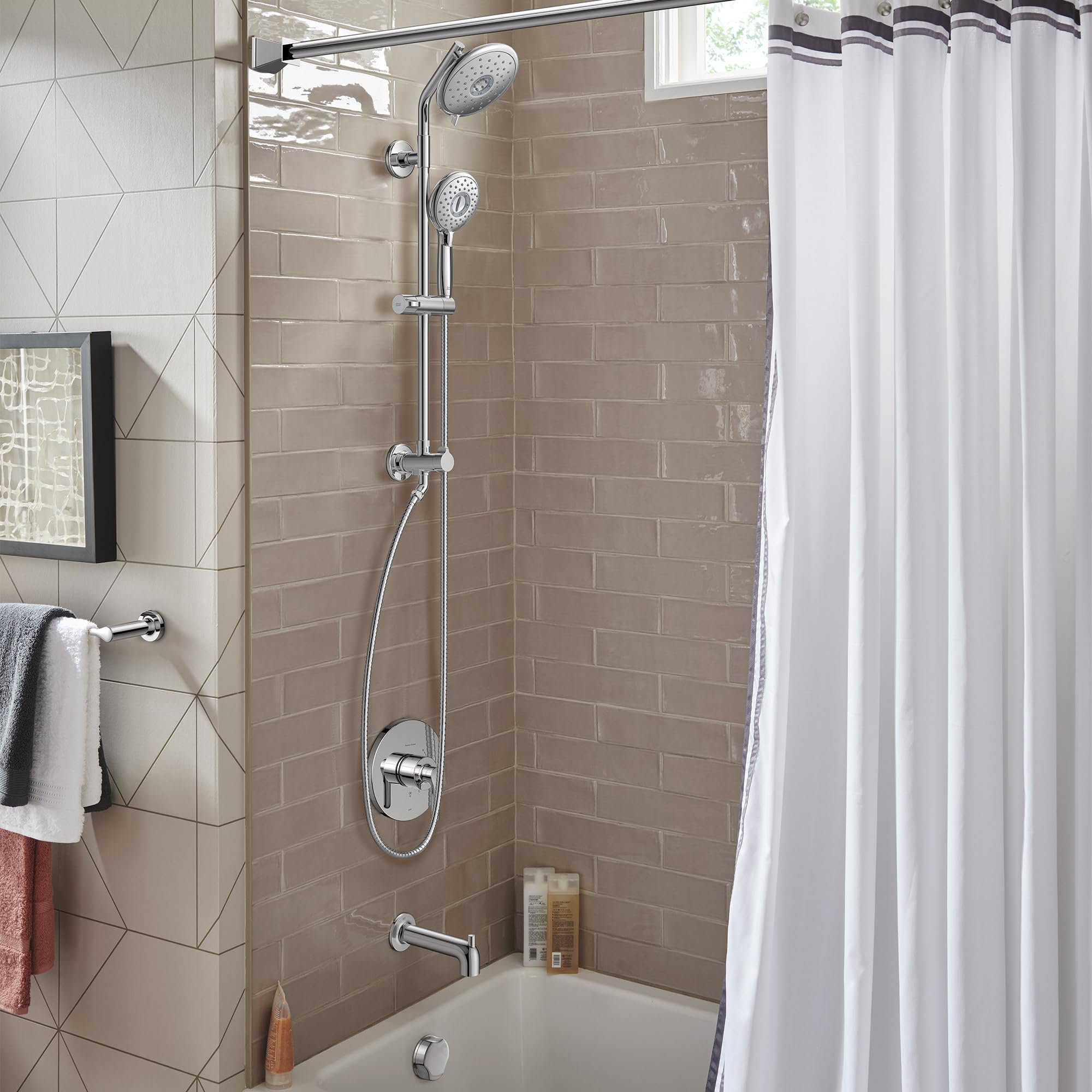 ZINOGI Shower System with 4-Function Showerhead and Handheld | Wayfair