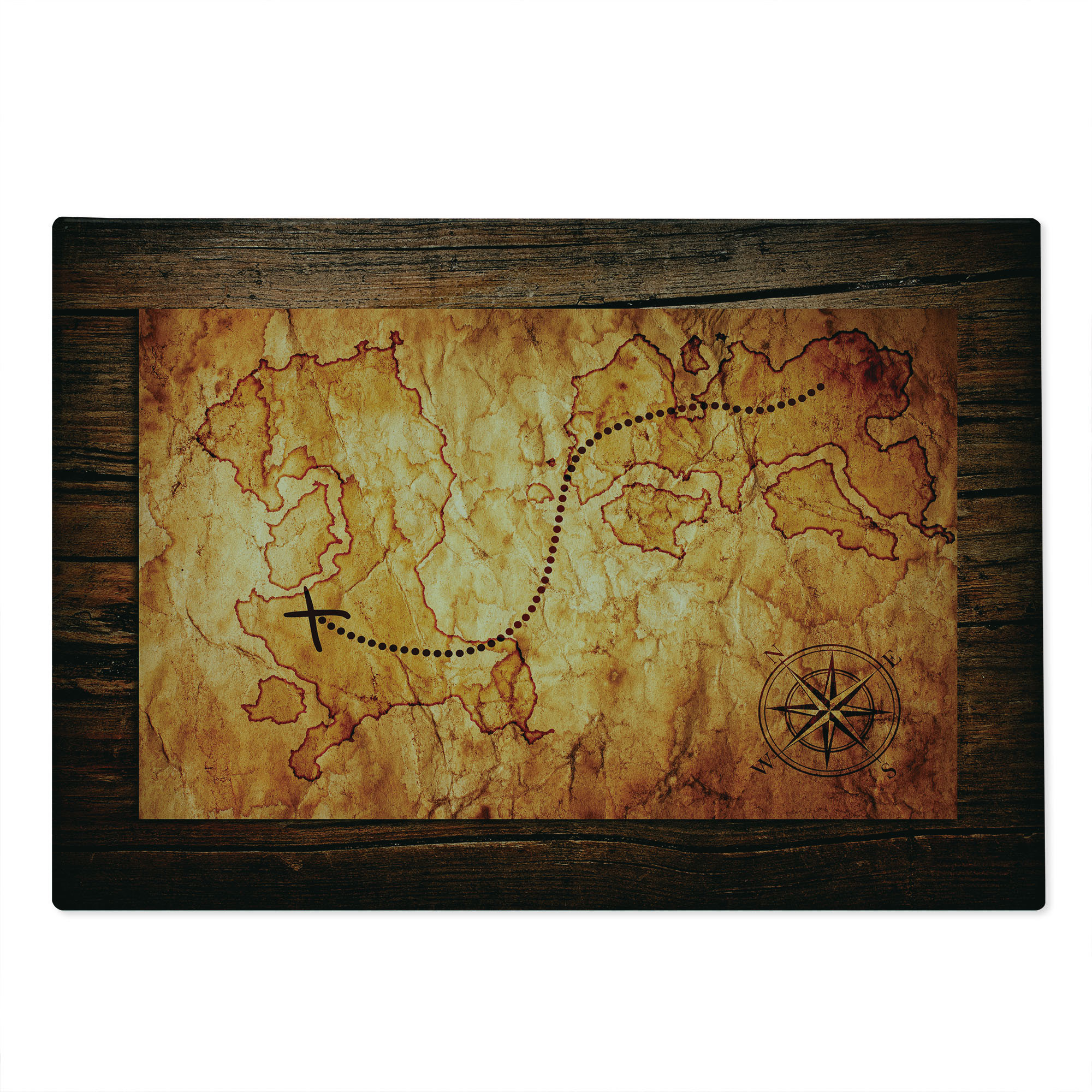 Ambesonne Map Cutting Board Large Size Antique Map Wooden Wall Orange ...