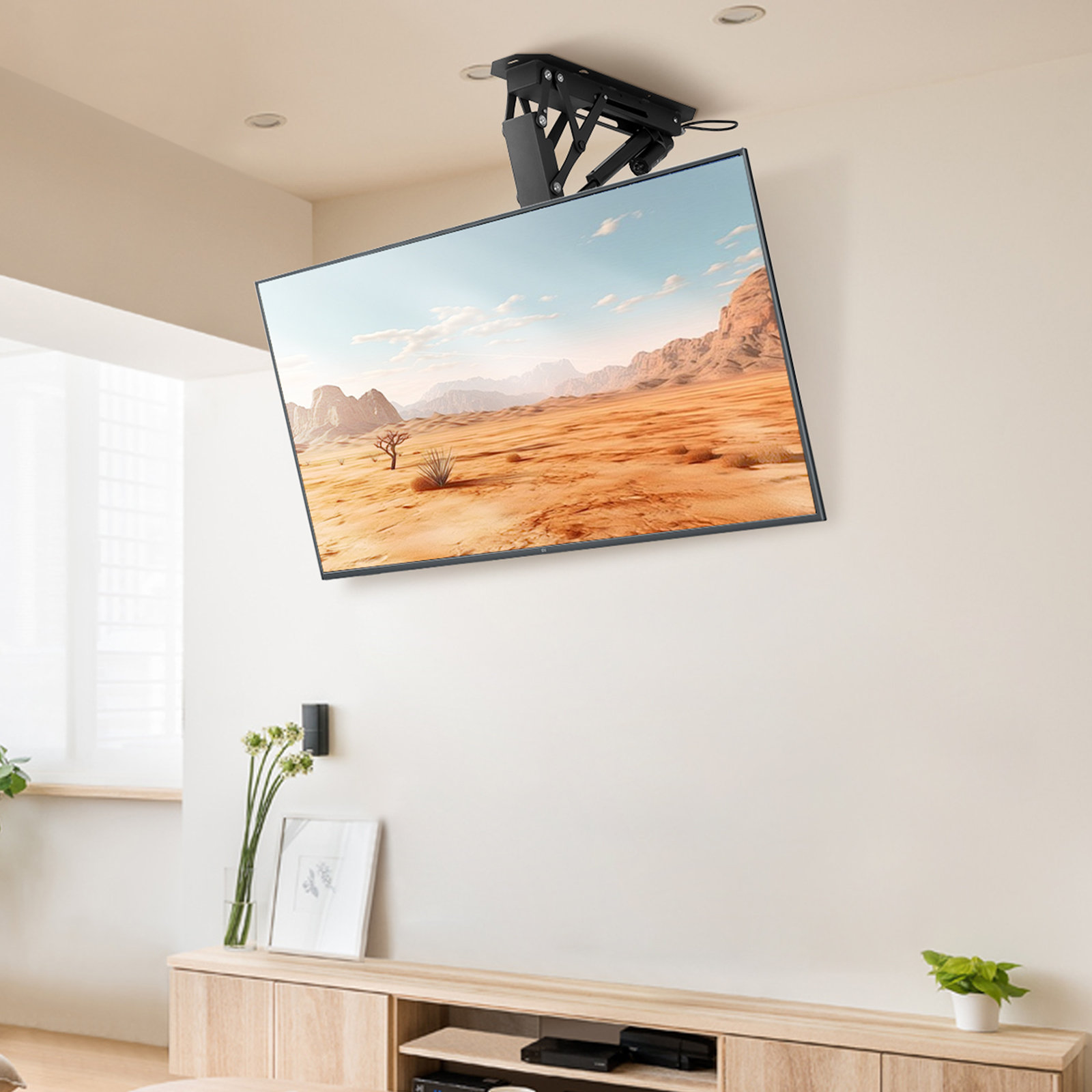 Stellweilan Tessberg Motorized Ceiling TV Mount Electric Flip Down TV ...