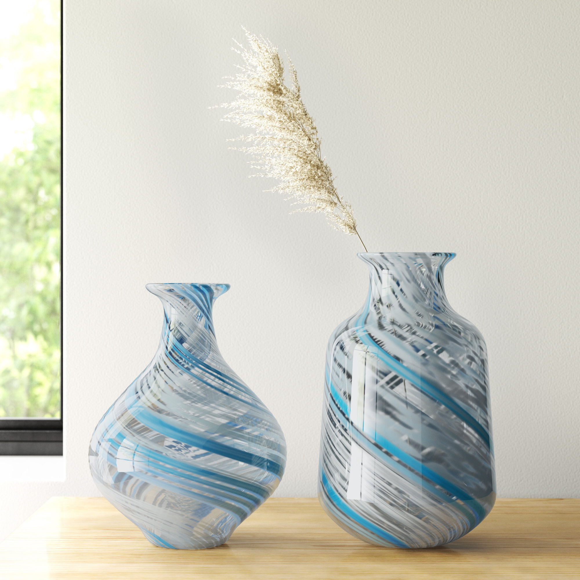 Wade Logan® 2 Piece Sorensen Blue Glass Table Vase Set & Reviews | Wayfair