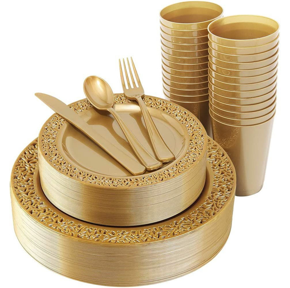 OPTERWQ 150Pcs Disposable Multipurpose Cutlery Set With Lace Design ...
