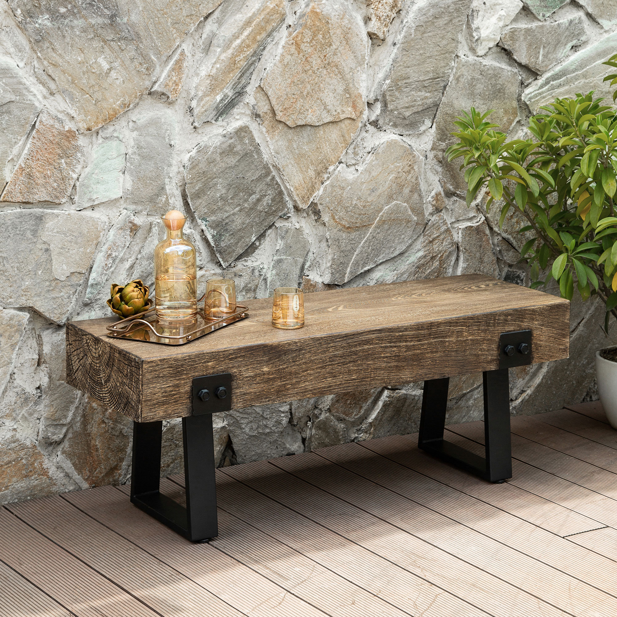 Earth D Wood-Look Concrete Garden Bench & Reviews | Wayfair