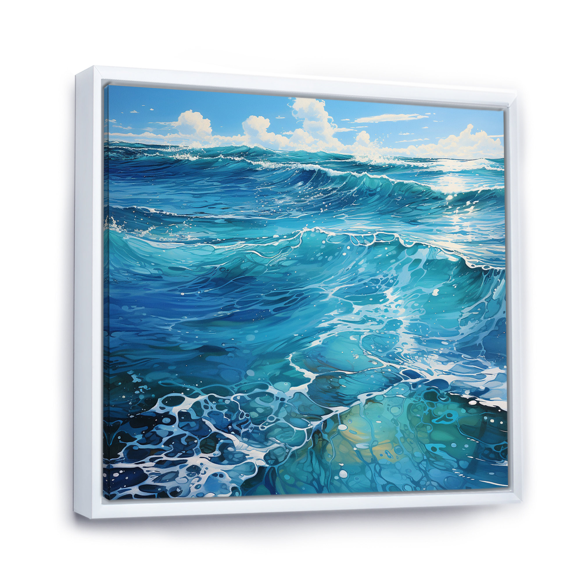 Dovecove Rosenstein Teal White Ocean Serenade Pointillism III - Print ...
