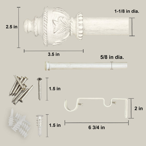 Astoria Grand Adjustable Double Curtain Rod Set, Rustic Farmhouse Style ...