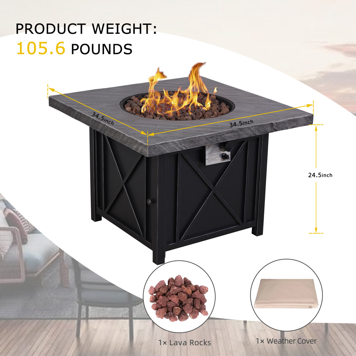 Red Barrel Studio Nodra 24.5 H 50000 BTU Outdoor Gas Fire Pit Table ...