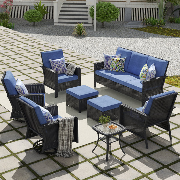 Latitude Run® Tojuana 8 Piece Patio Set Rattan Outdoor Furniture Set ...