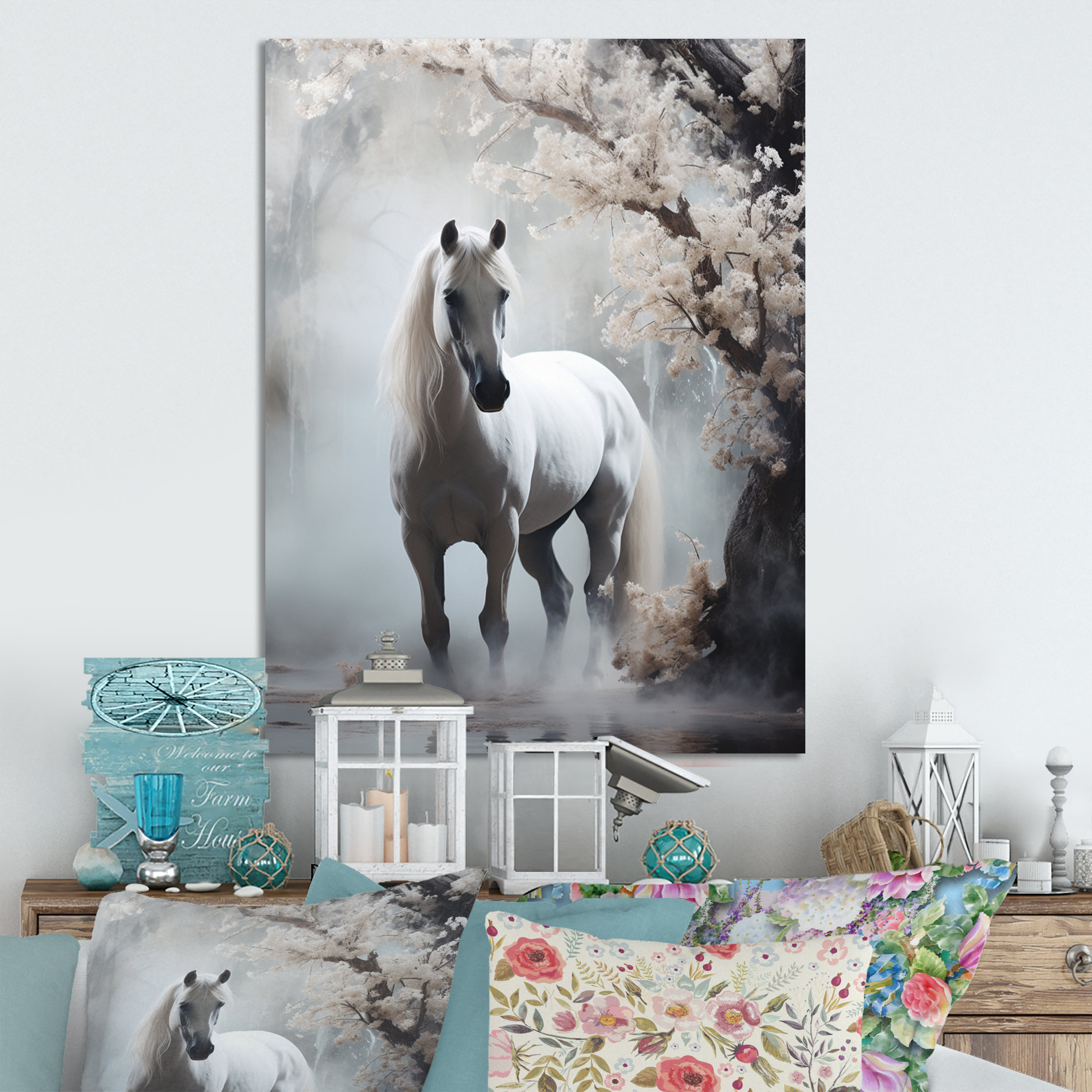 Union Rustic Grey Horse Mystical Encounter - Animals Metal Wall Decor ...