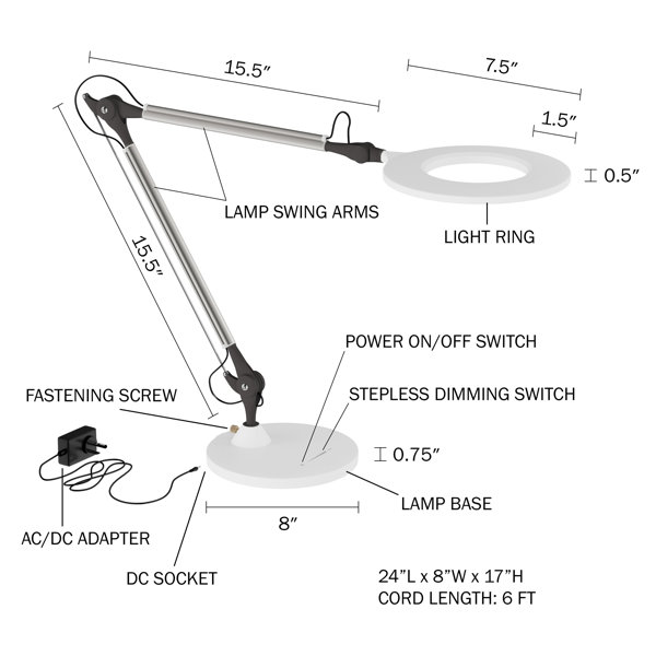 Symple Stuff Firth 41" LED Desk Lamp - Swing Arm Architect Lamp ...