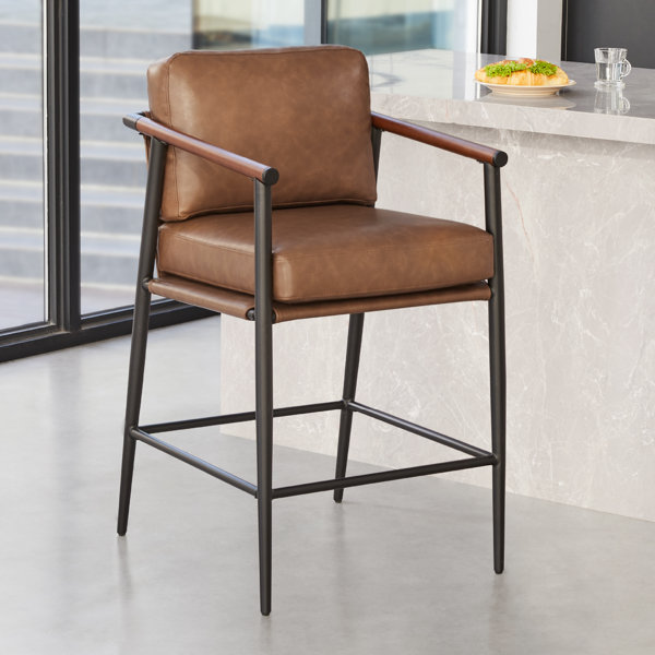 17 Stories Atik Upholstered 27.2'' Counter Stool with Metal Frame ...
