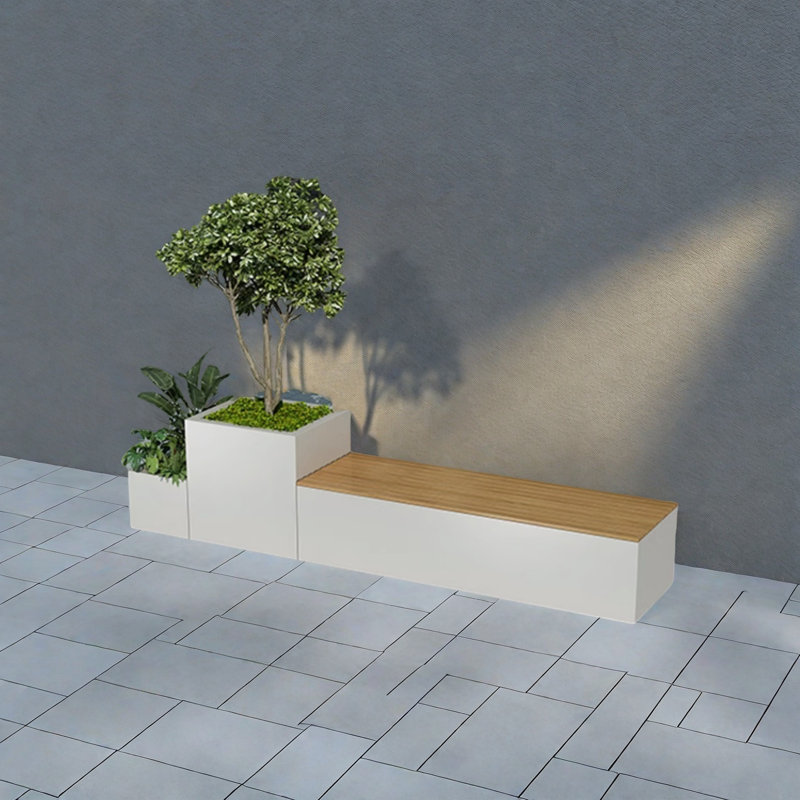 Ebern Designs Iron Garden Bench & Planter Divider for Outdoor Spaces ...