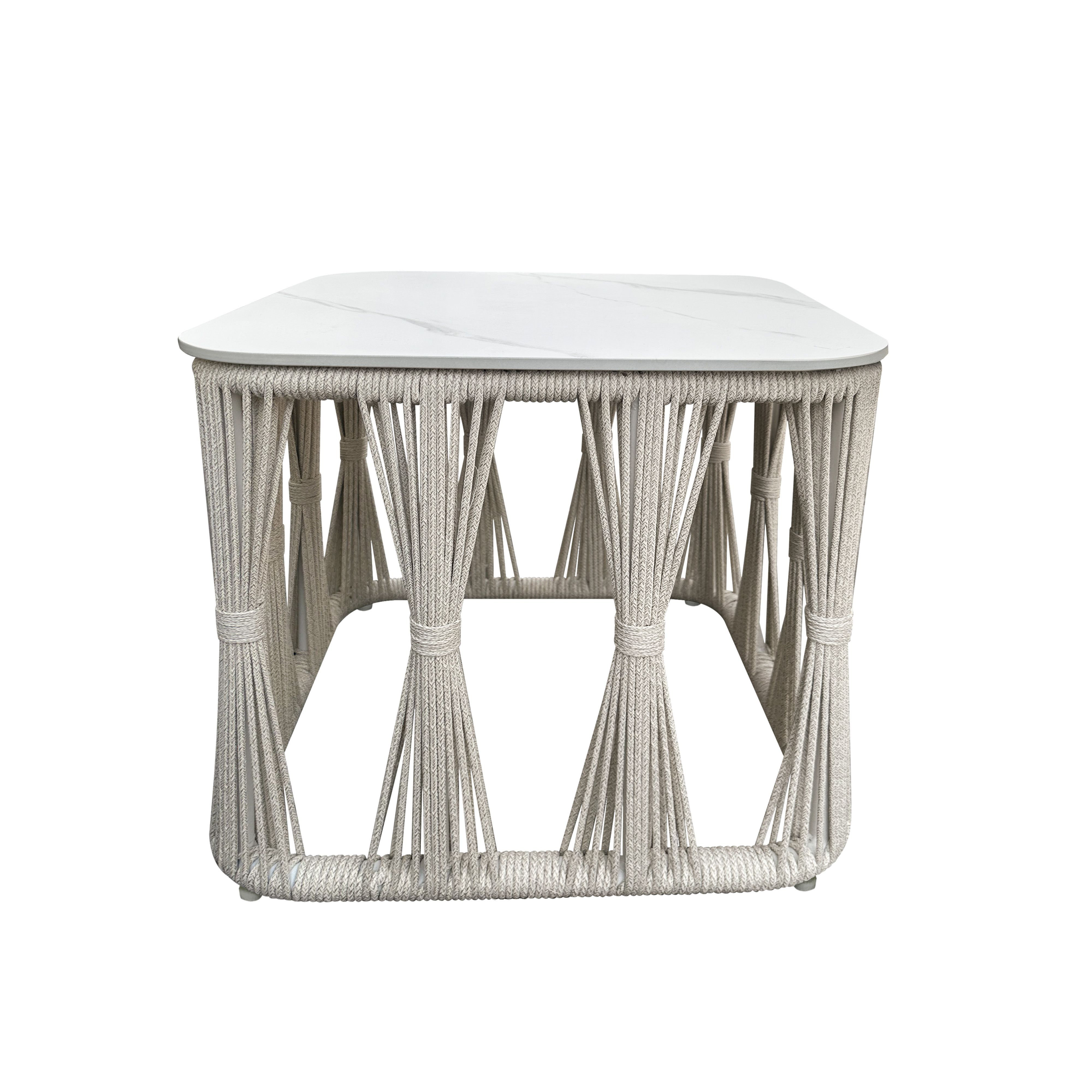 Bayou Breeze Dealie Outdoor Stone Top End Table, White | Wayfair