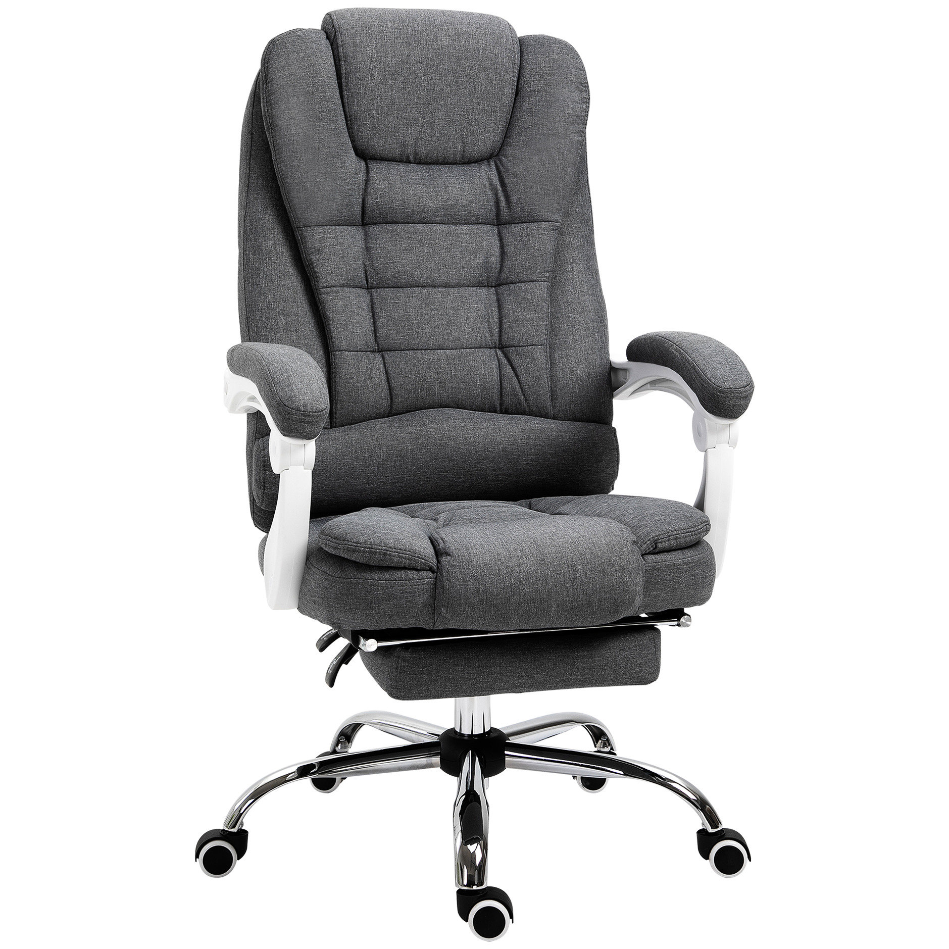 Inbox Zero Ergonomic Office Chair With Footrest, Dark Grey Fabric For ...