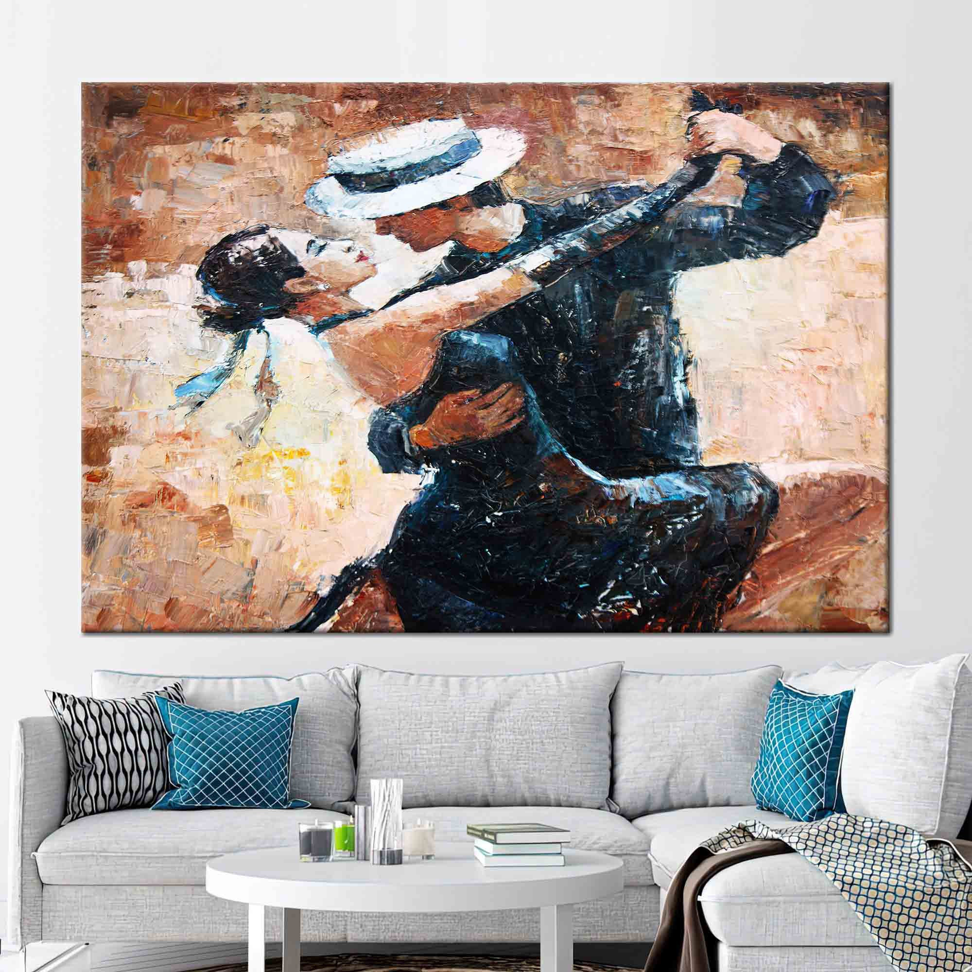 Wildon Home® Dancing Couple Abstract Art Print on Cotton Canvas for ...