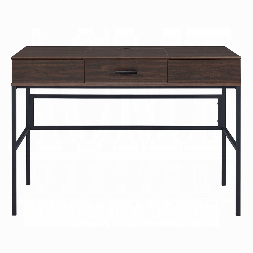 17 Stories Oak & Black Usb-enabled 1-drawer Writing Desk | Wayfair