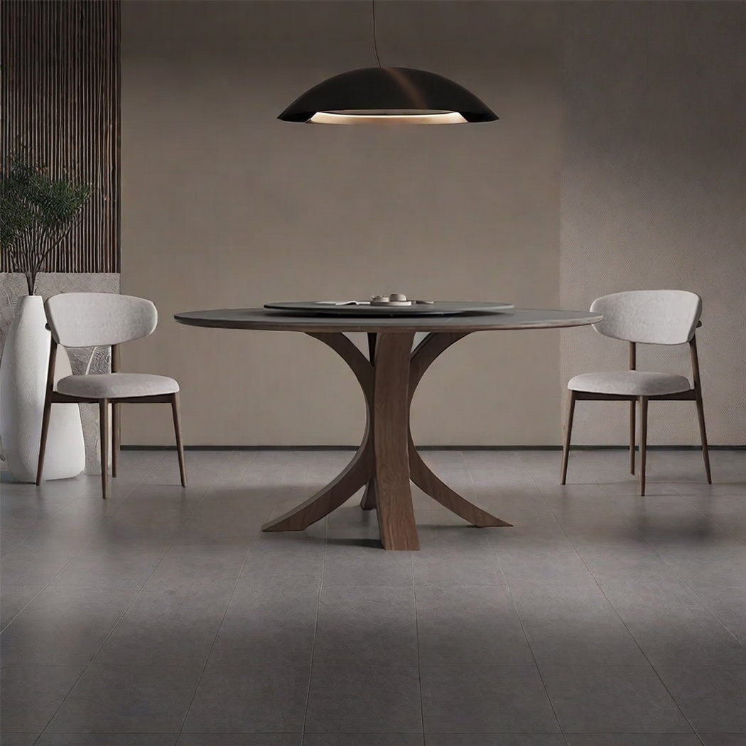 Orren Ellis Round Rock Slab With Rotating Tray Dining Tables. | Wayfair