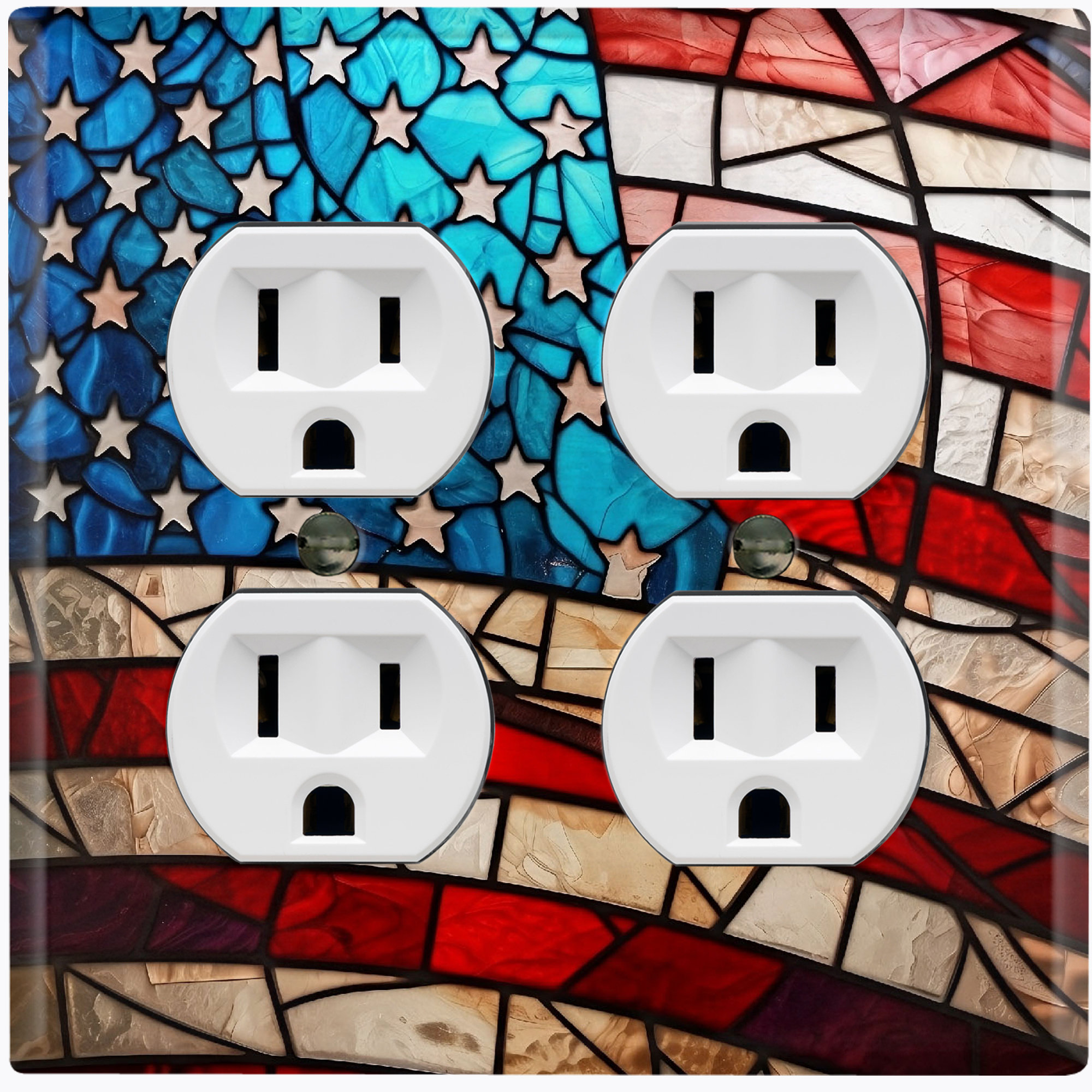 WorldAcc United States Flag Tile Glass Print USA Themed 2 - Gang Duplex ...