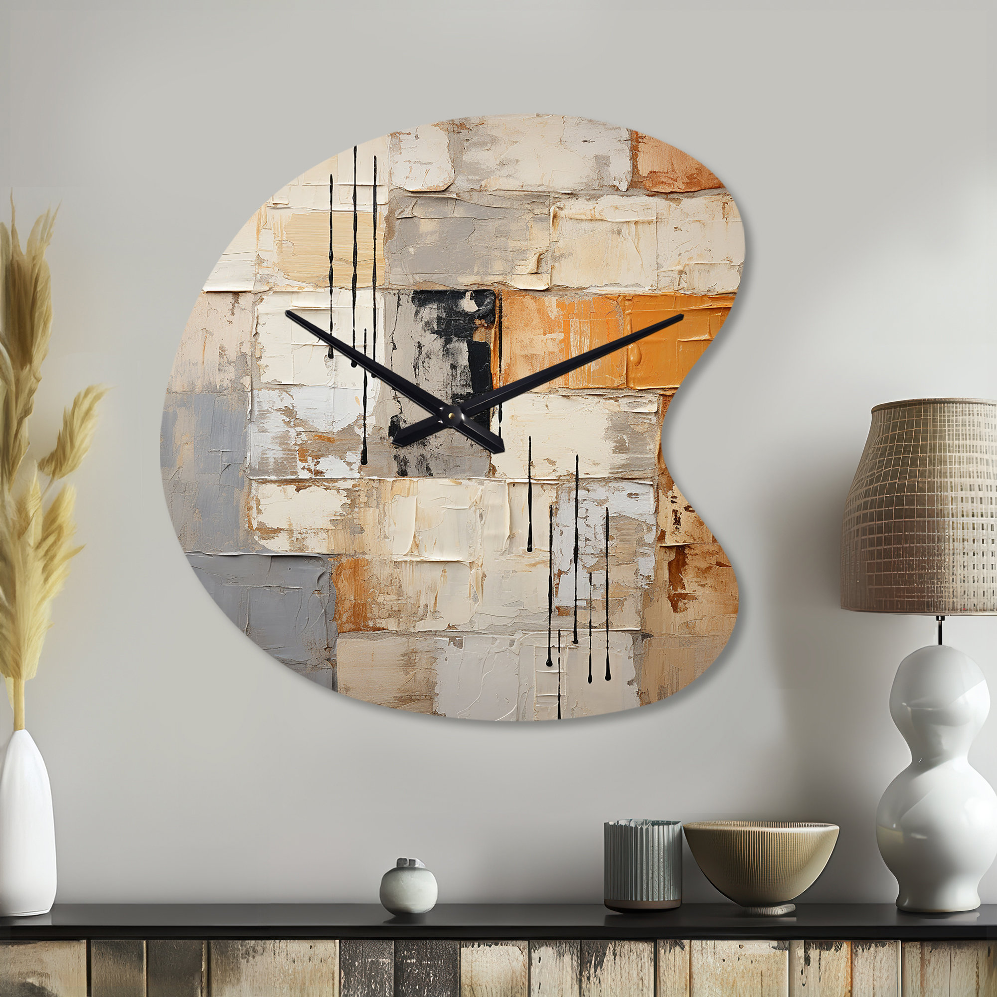 Design Art Abstraction I - Abstract Collages Asymmetrical Metal Clock ...