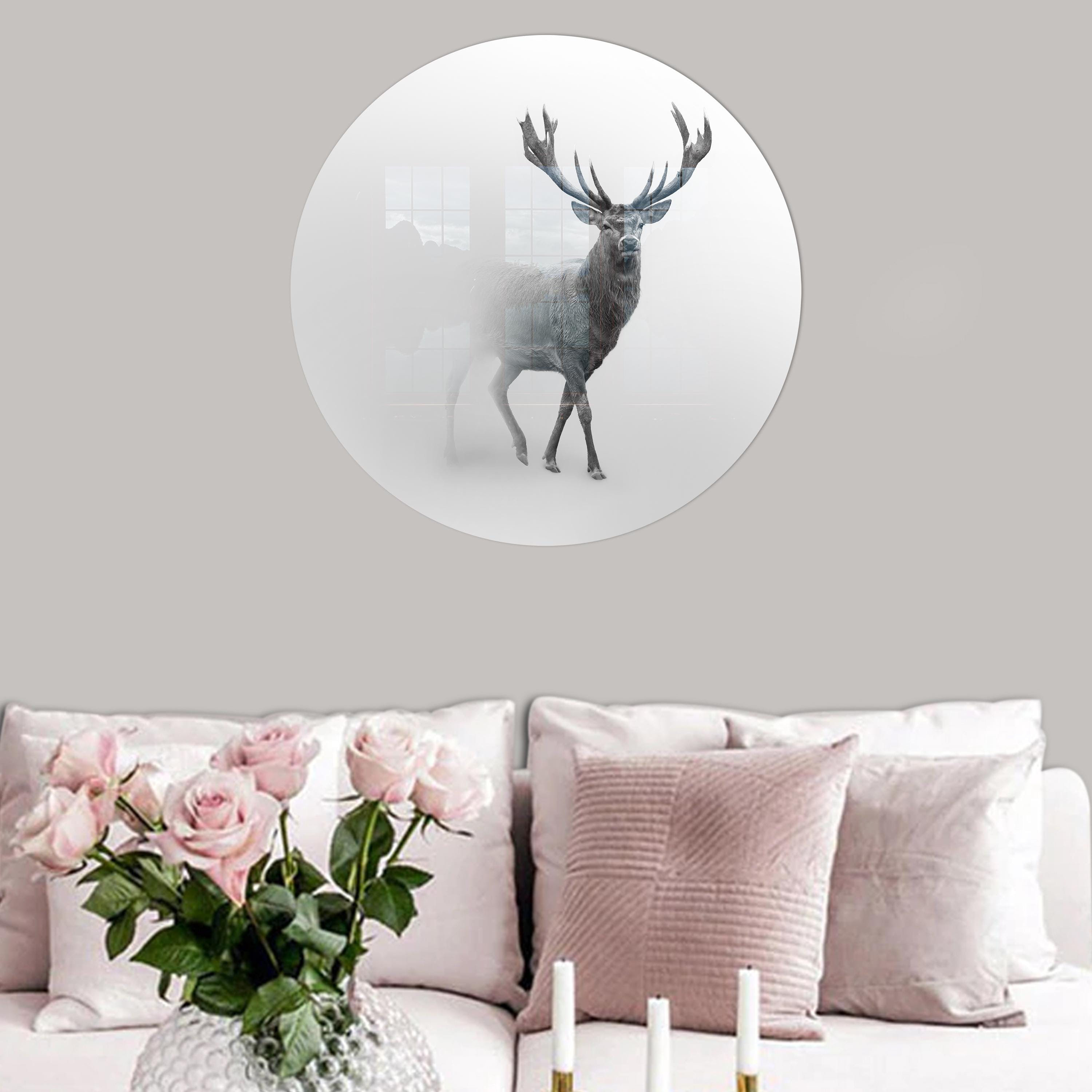 Loon Peak® Stunning Framed Reindeer Wall Art in Tempered Glass Perfect ...